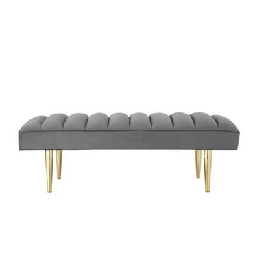 Posh Living Myles Tufted Velvet Bench with Stainless Steel Legs in Blue ...