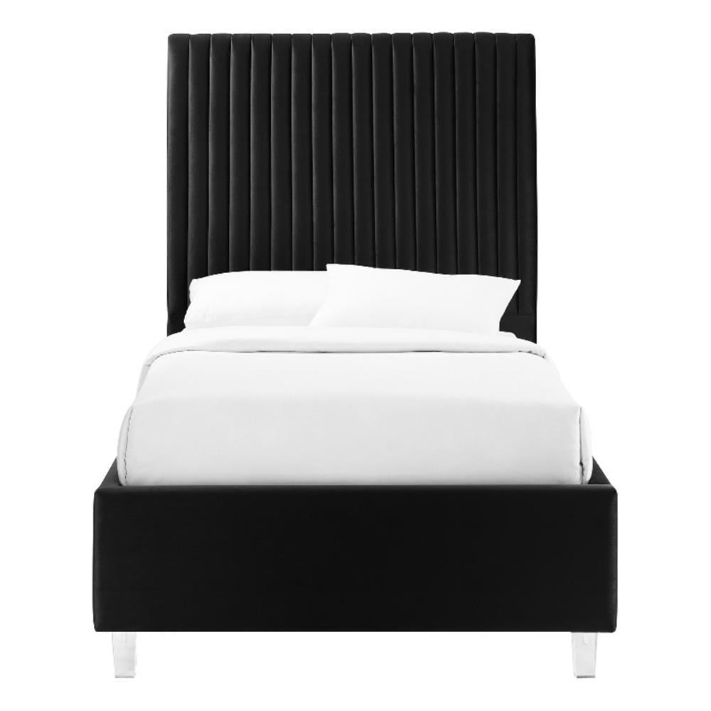 Posh Living Evette Velvet Full Platform Bed Black - Walmart.com