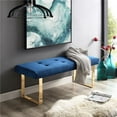 Posh Living Myles Tufted Velvet Bench with Stainless Steel Legs in Blue ...