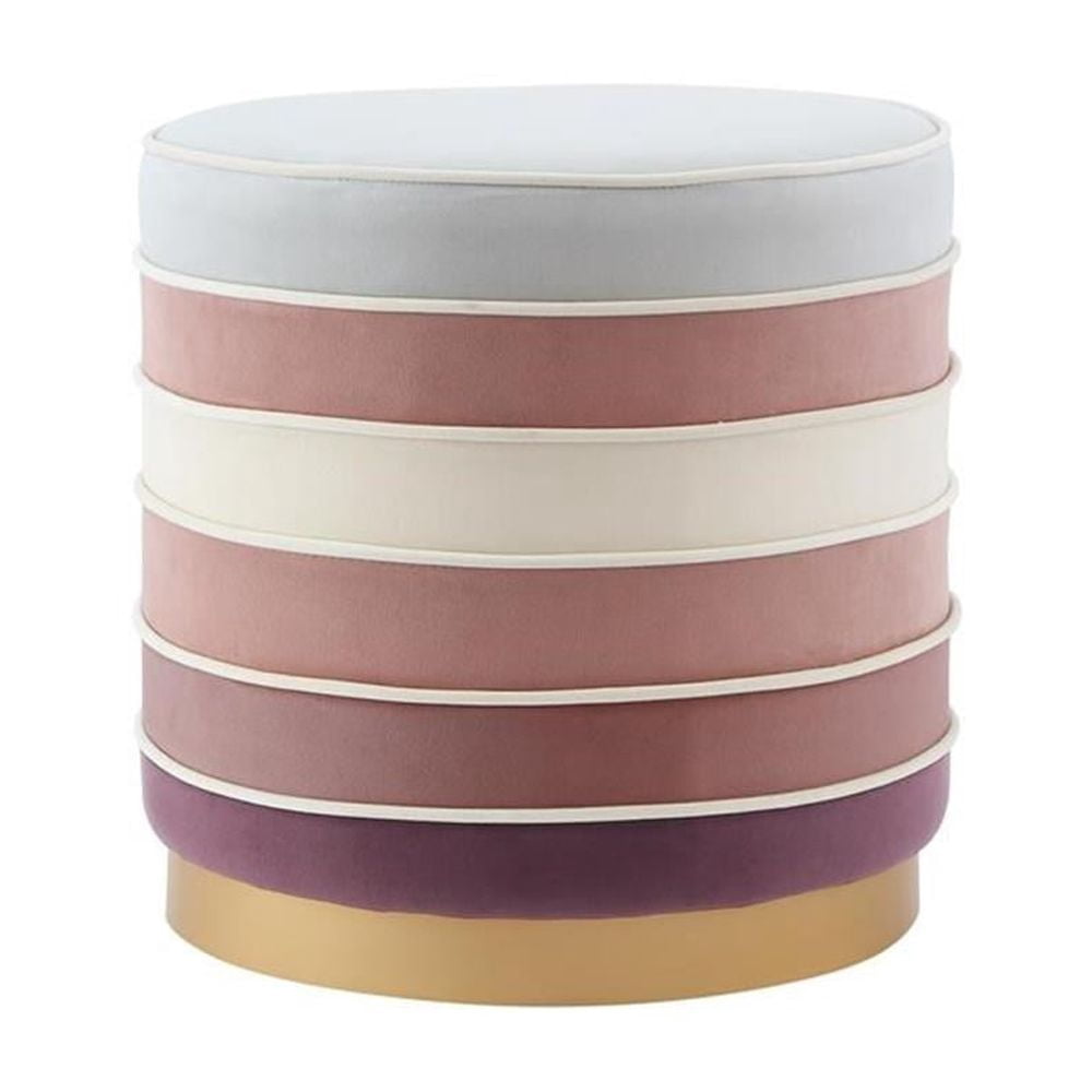Posh Living Nicole Miller Binsa Horizontal Striped Velvet Ottoman in ...