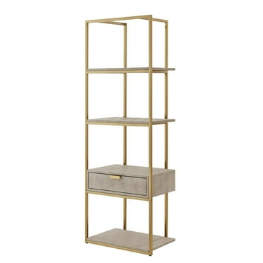 HomeRoots Milavera Etagere Bookcase - Clear Glass & Gold - Walmart.com