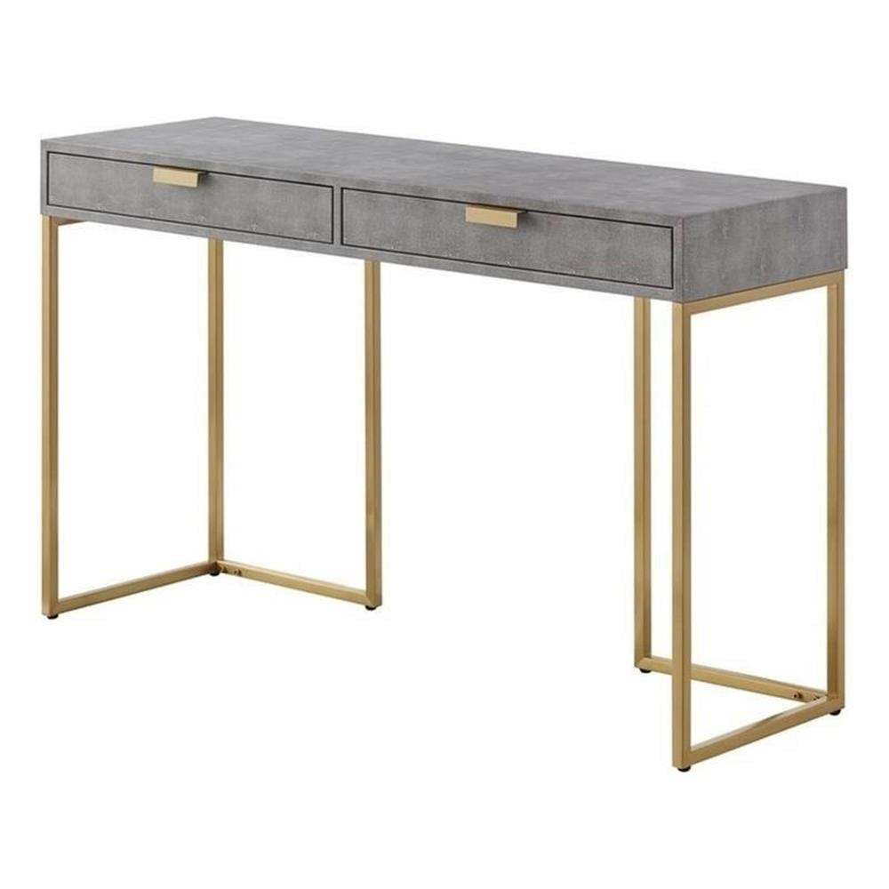 Posh Living Omer Faux Shagreen Console Table Gray/Gold - Walmart.com