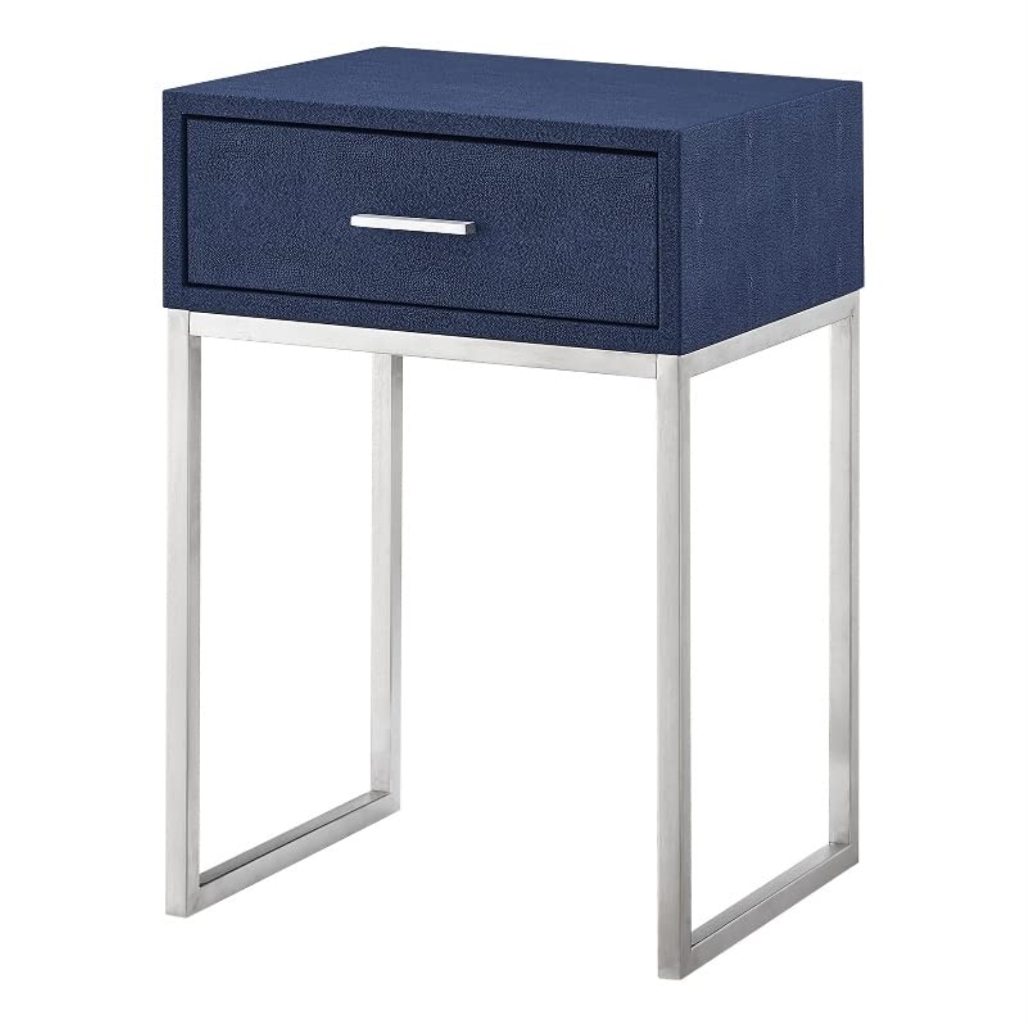 Posh Living Omer Faux Shagreen End Table Navy/Chrome - Walmart.com