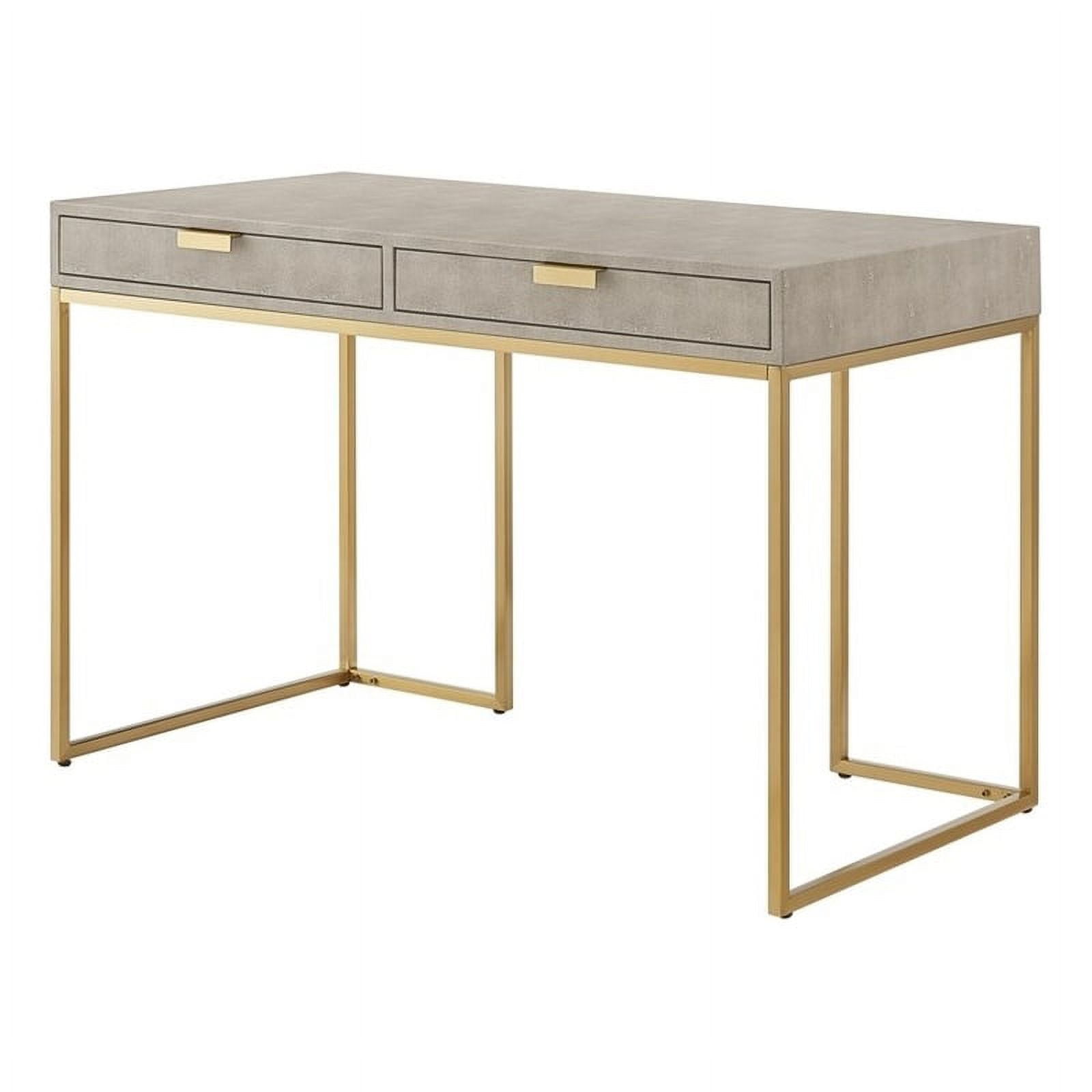 Posh Living Omer Faux Shagreen Writing Desk Cream White/Gold - Walmart.com