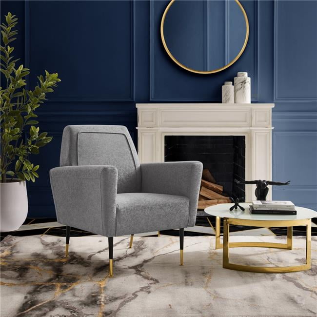 Posh Living Posh Living Hezekiah Linen Accent Chair with Gold Tipped ...