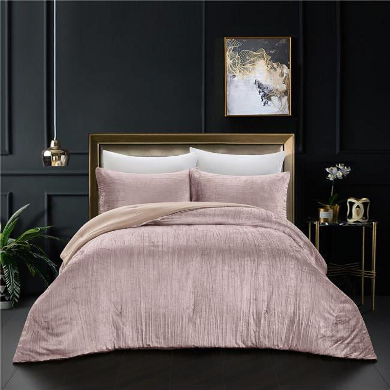Posh Living Posh Living Moriah Crinkle Velvet 3pc Full/Queen Comforter ...