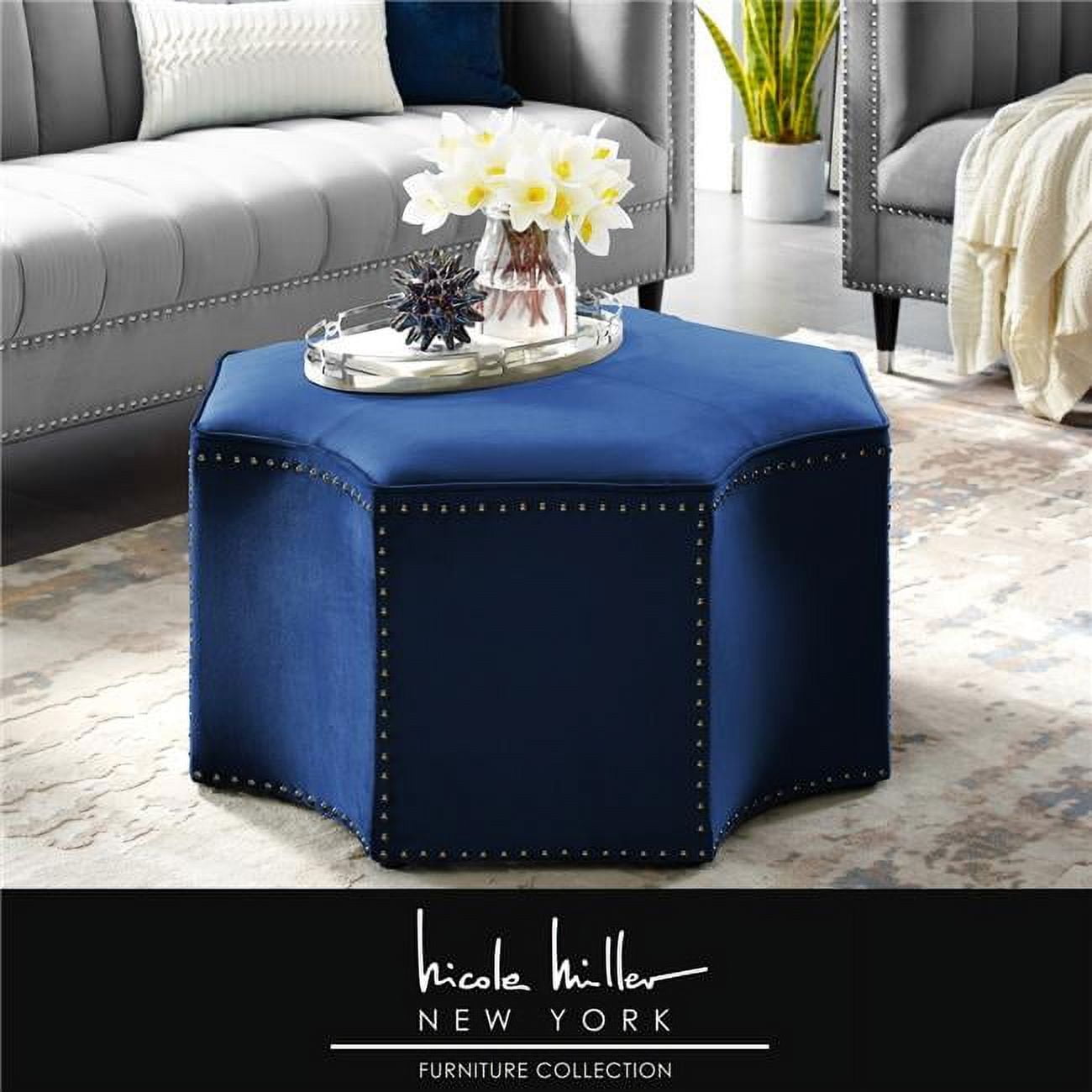 Posh Living Runrawin Velvet Upholstered Octagon Cocktail Ottoman in ...