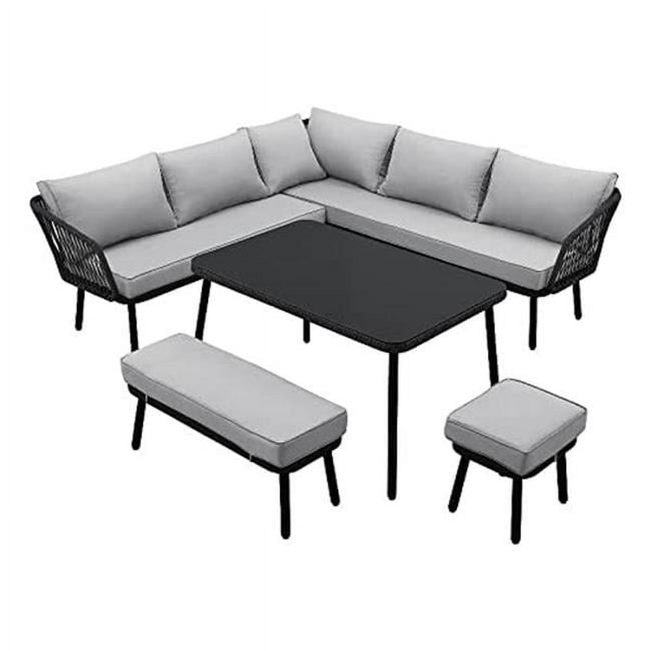 Posh Living Trayvon Outdoor Conversation Set, Black - 5 Piece - Walmart.com