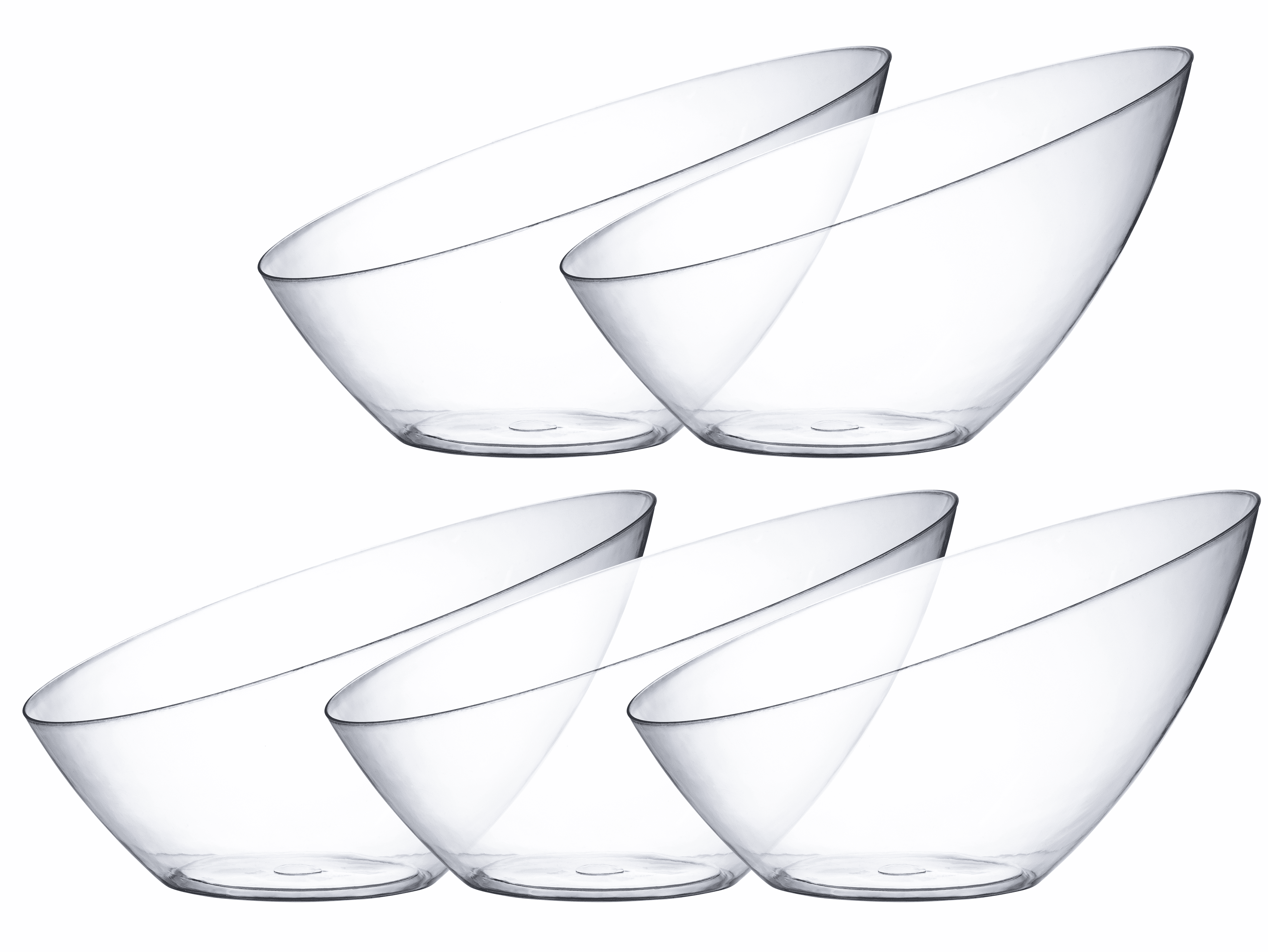 Posh Setting Clear Plastic Disposable Serving Bowls, Large Angled Party ...