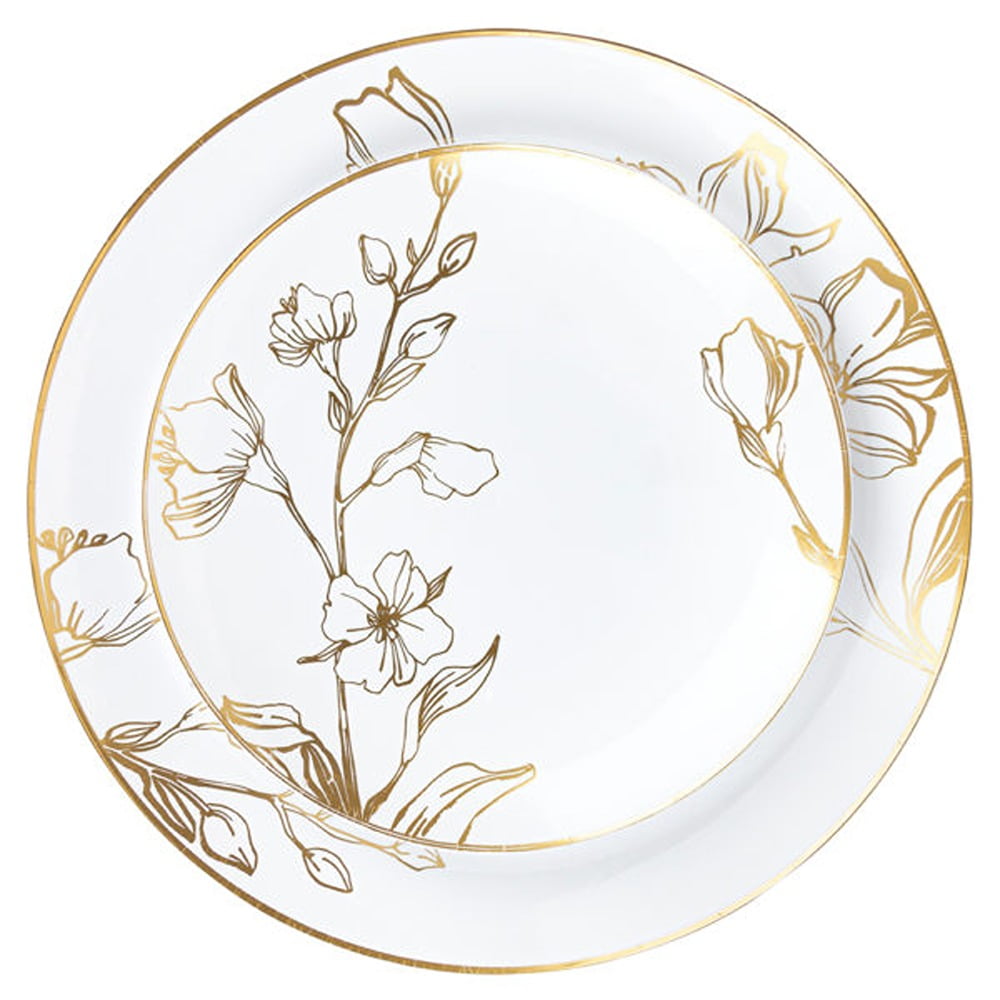 Posh Setting 32-Piece Plastic Plates Set - 16 Large Dinner & 16 Salad ...