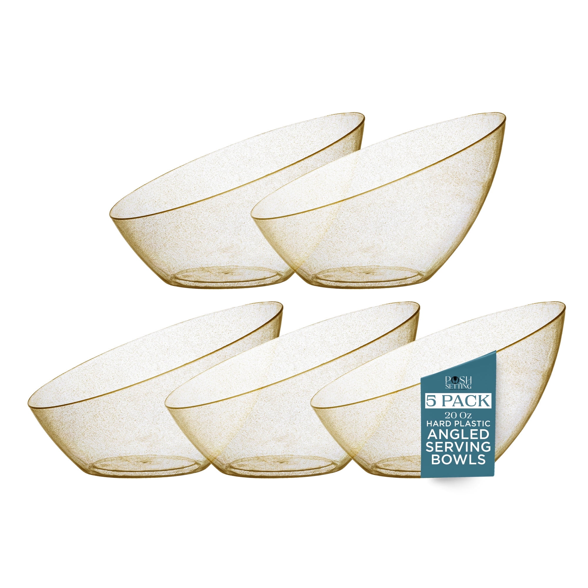 Posh Setting - Gold Plastic Serving Bowls for Party Angled Bowls ...
