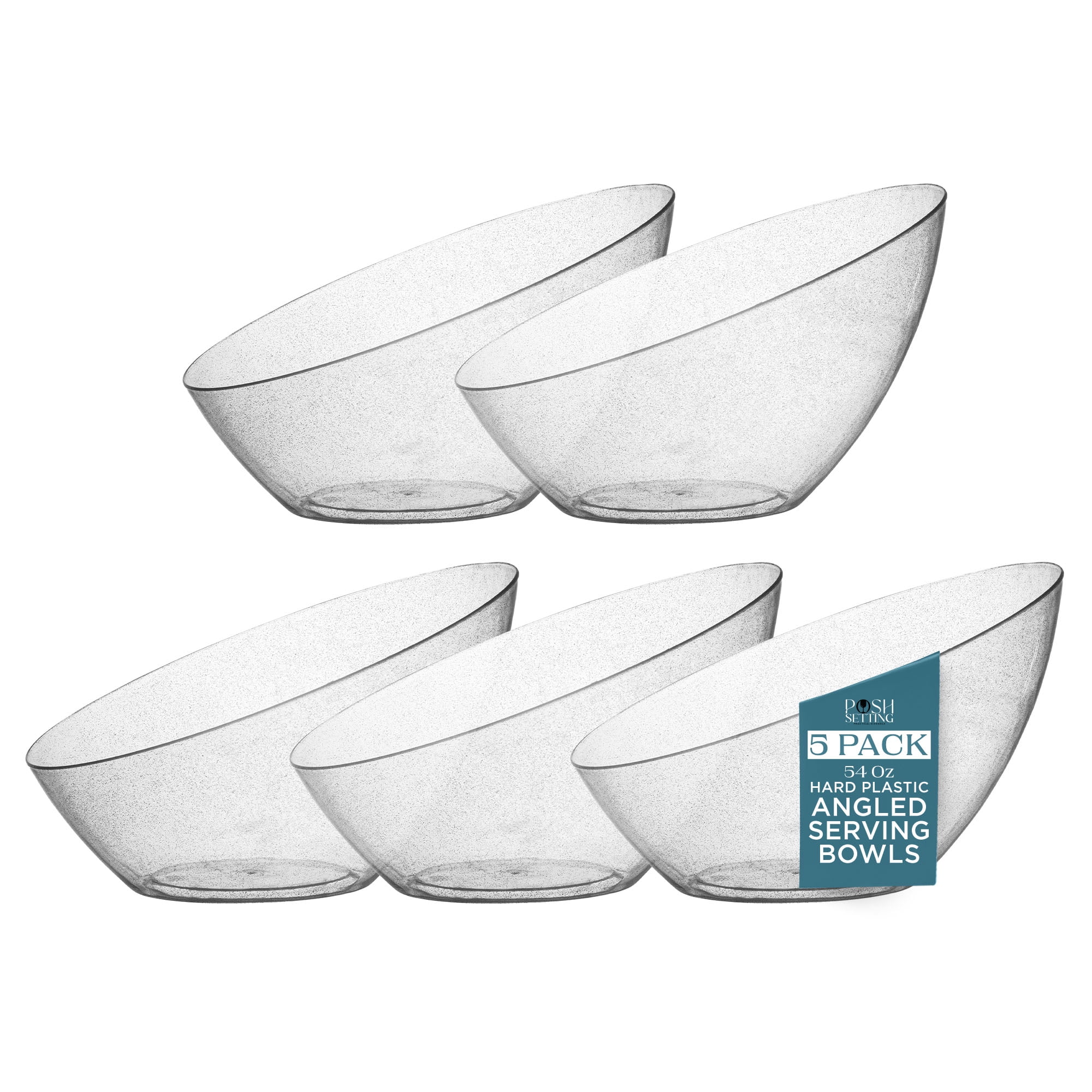 Posh Setting - Silver Plastic Serving Bowls for Party Angled Bowls ...