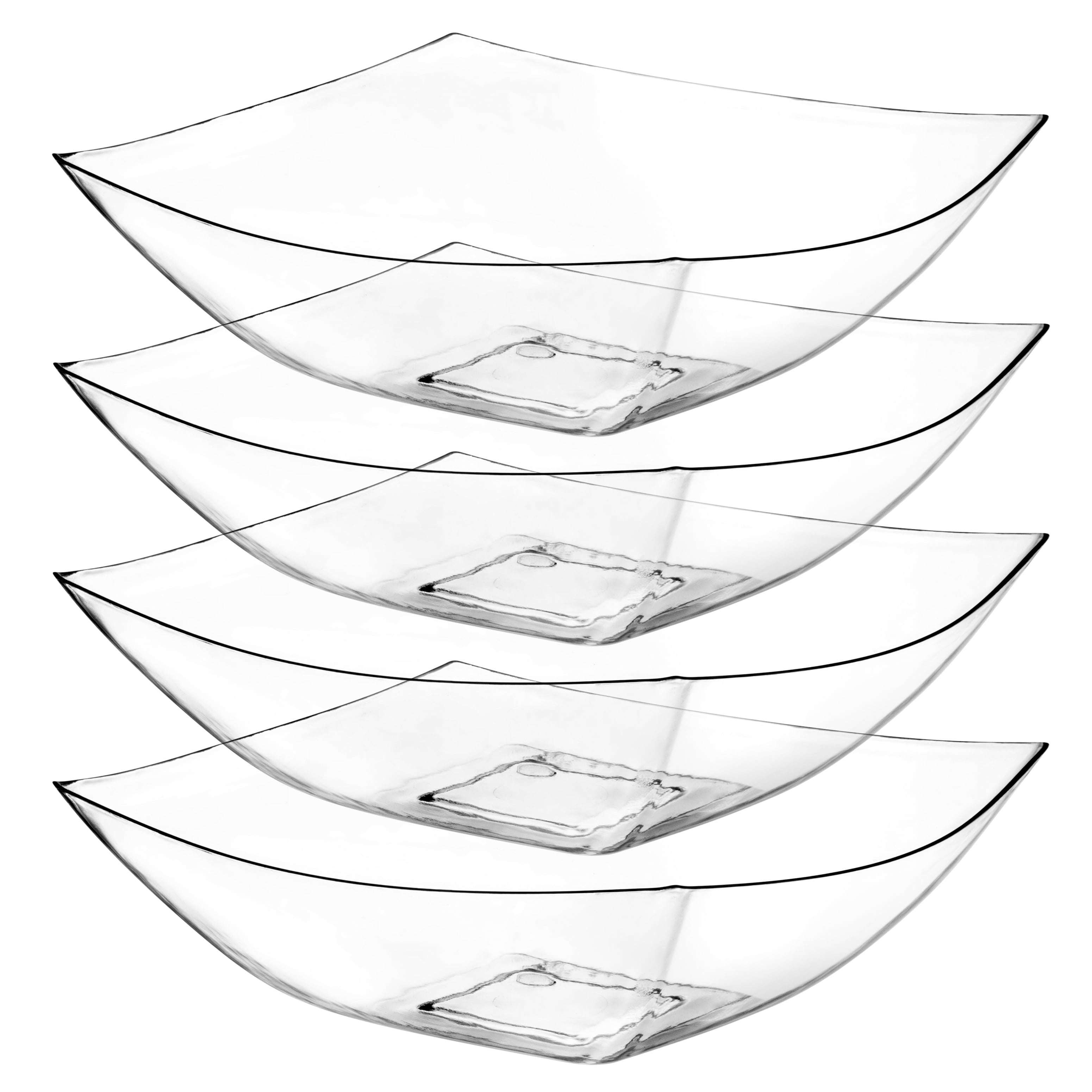 Posh Setting Square Plastic Serving Bowls, Large Clear Plastic Serving ...