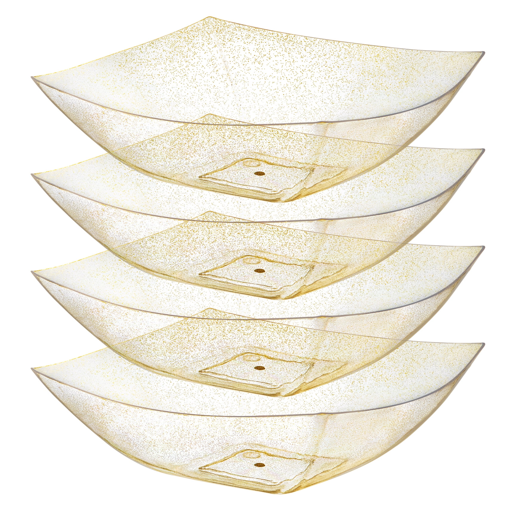 Posh Setting Square Plastic Serving Bowls, Medium Gold Glitter Plastic ...