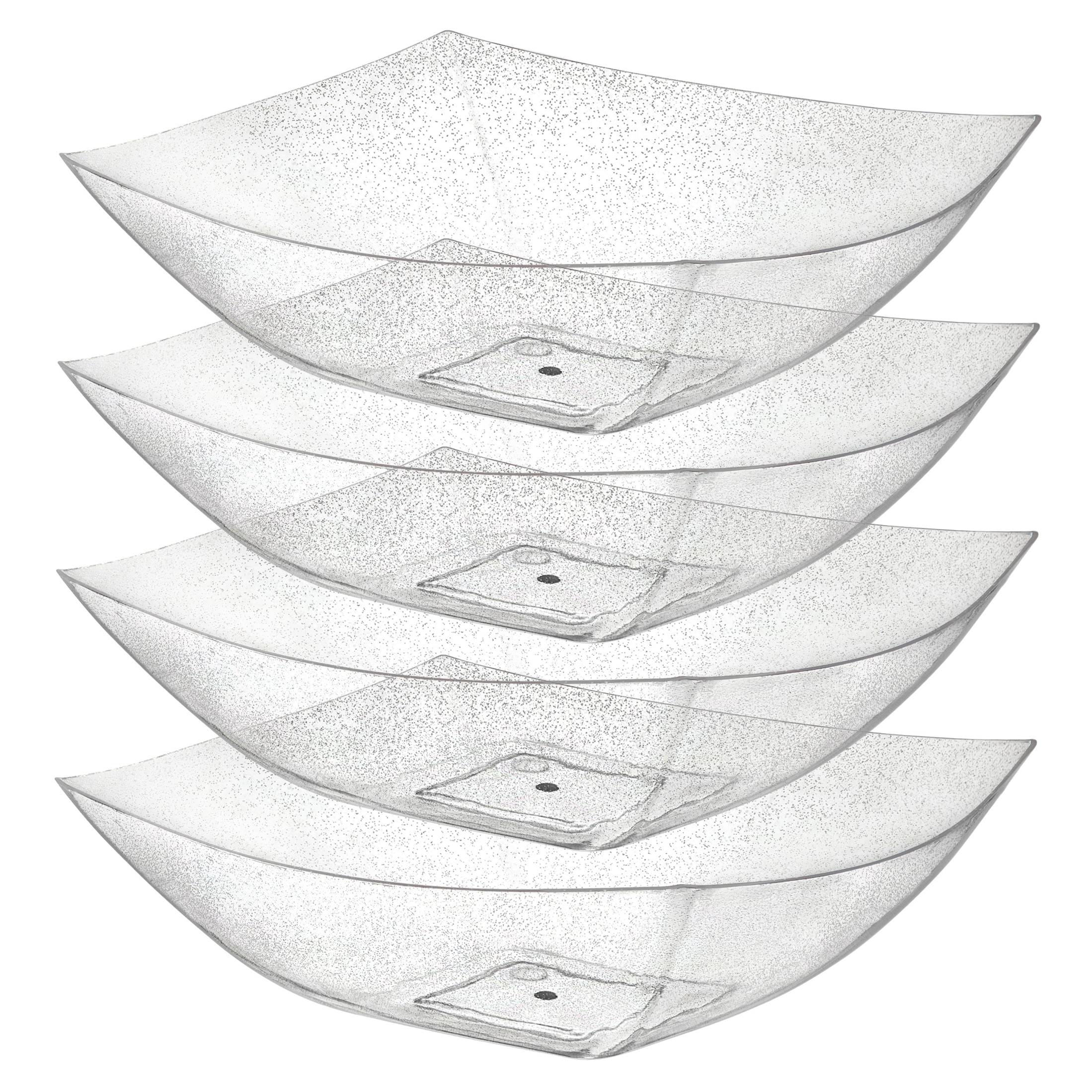 Posh Setting Square Plastic Serving Bowls, Medium Silver Glitter ...