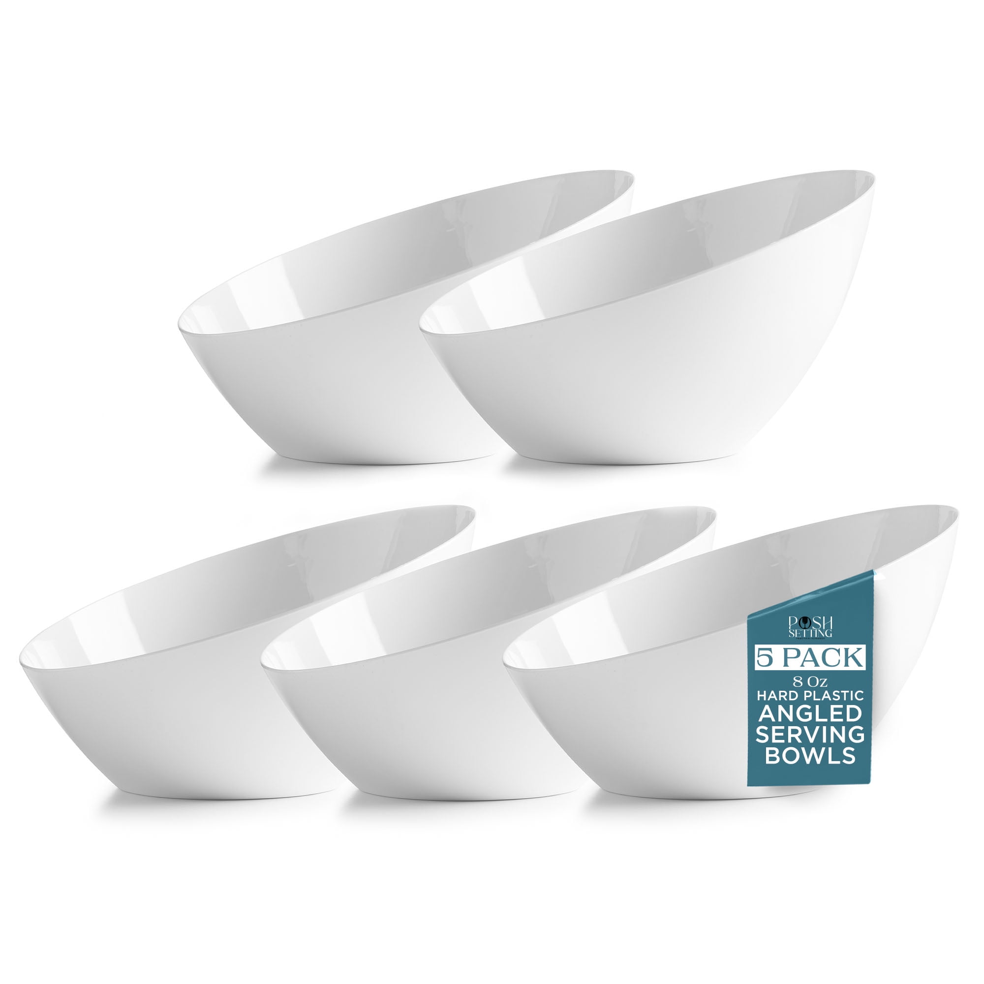 Posh Setting - White Plastic Serving Bowls for Party Angled Bowls ...