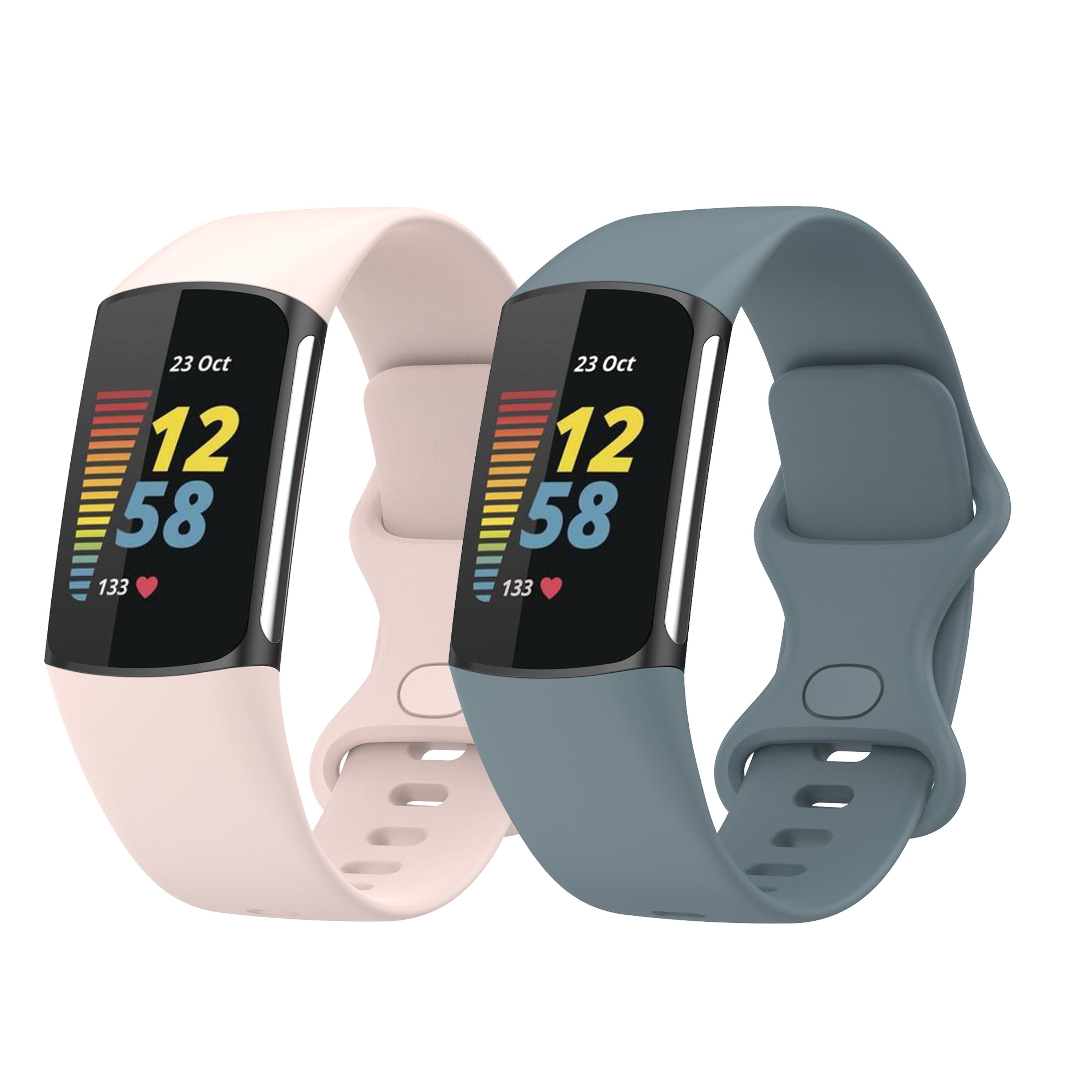 Posh Tech Unisex Light Pink & Blue Mist 2-Pack Silicone Sports Band for ...