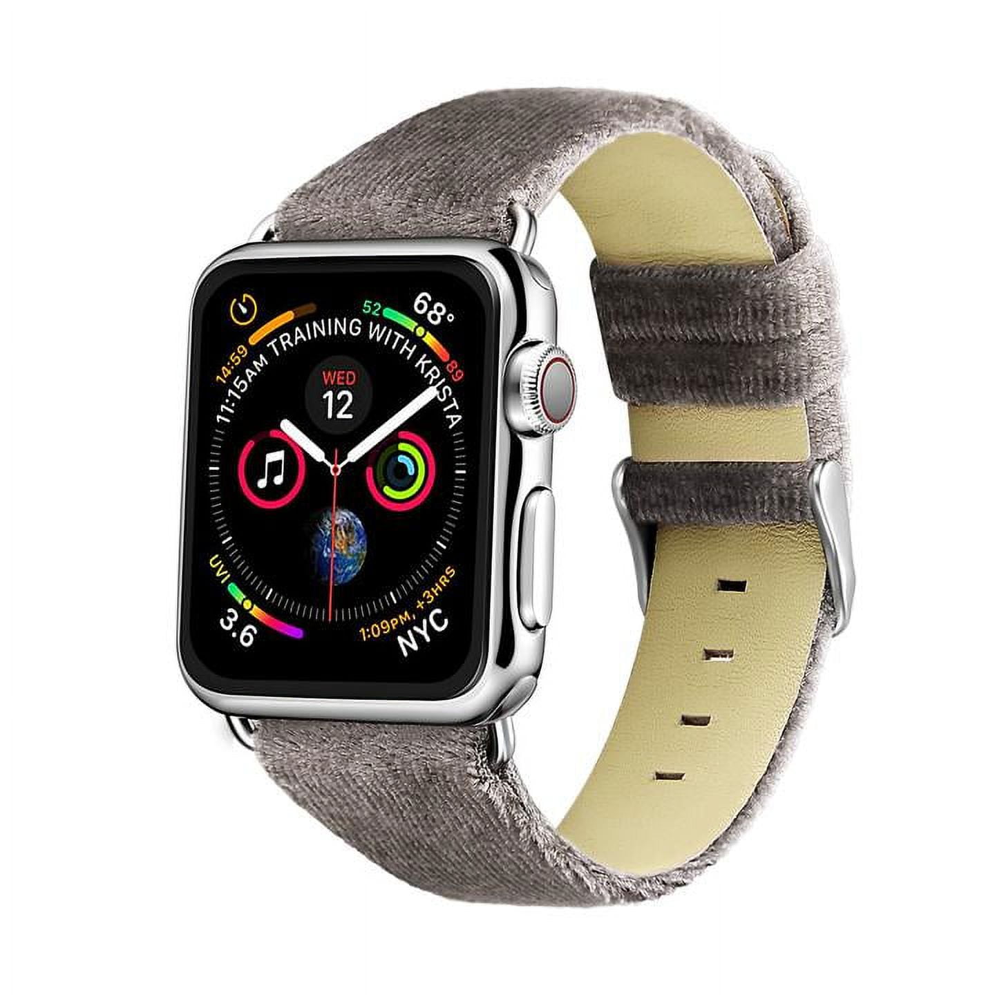 Posh Tech Apple Watch Leather Back Velvet Bands for iWatch Series 1,2,3 ...