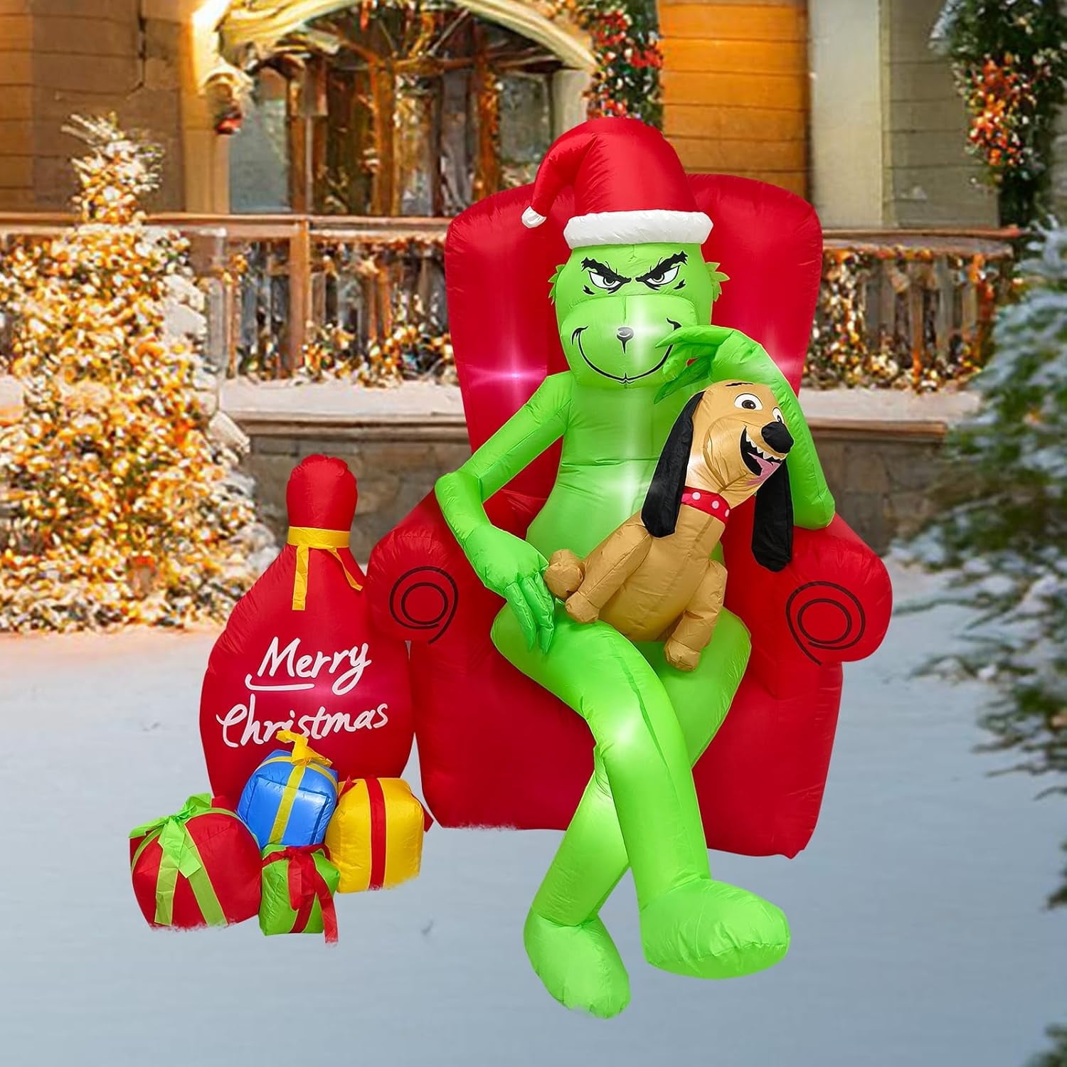 Poshetion Inflatable Christmas Decorations, Christmas Inflatable Grinch ...