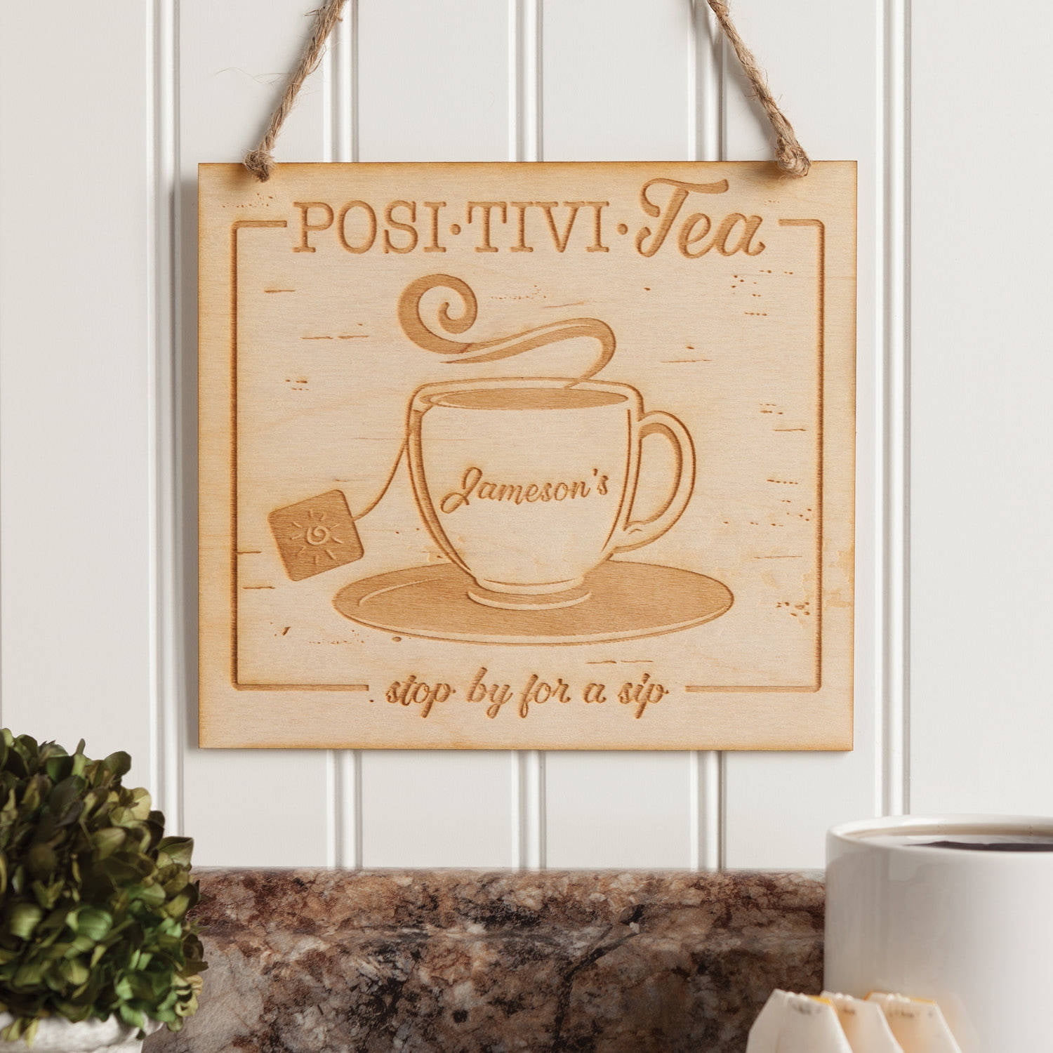 Posi-Tivi-Tea Personalized Wood Sign - Walmart.com