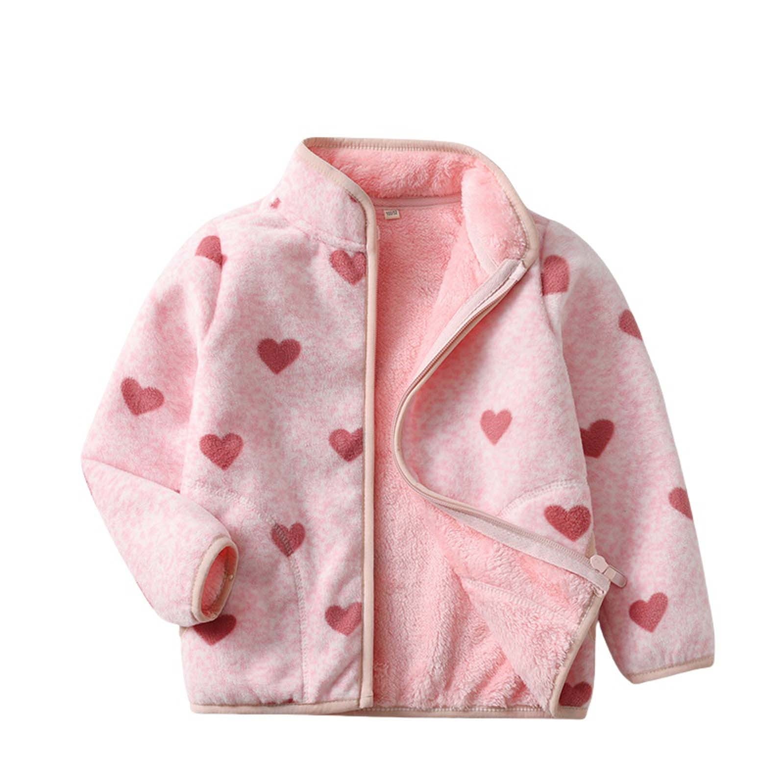 Posijego 1-14 Years Girls Fleece Jacket Little Girl Thick Thermal Fuzzy ...