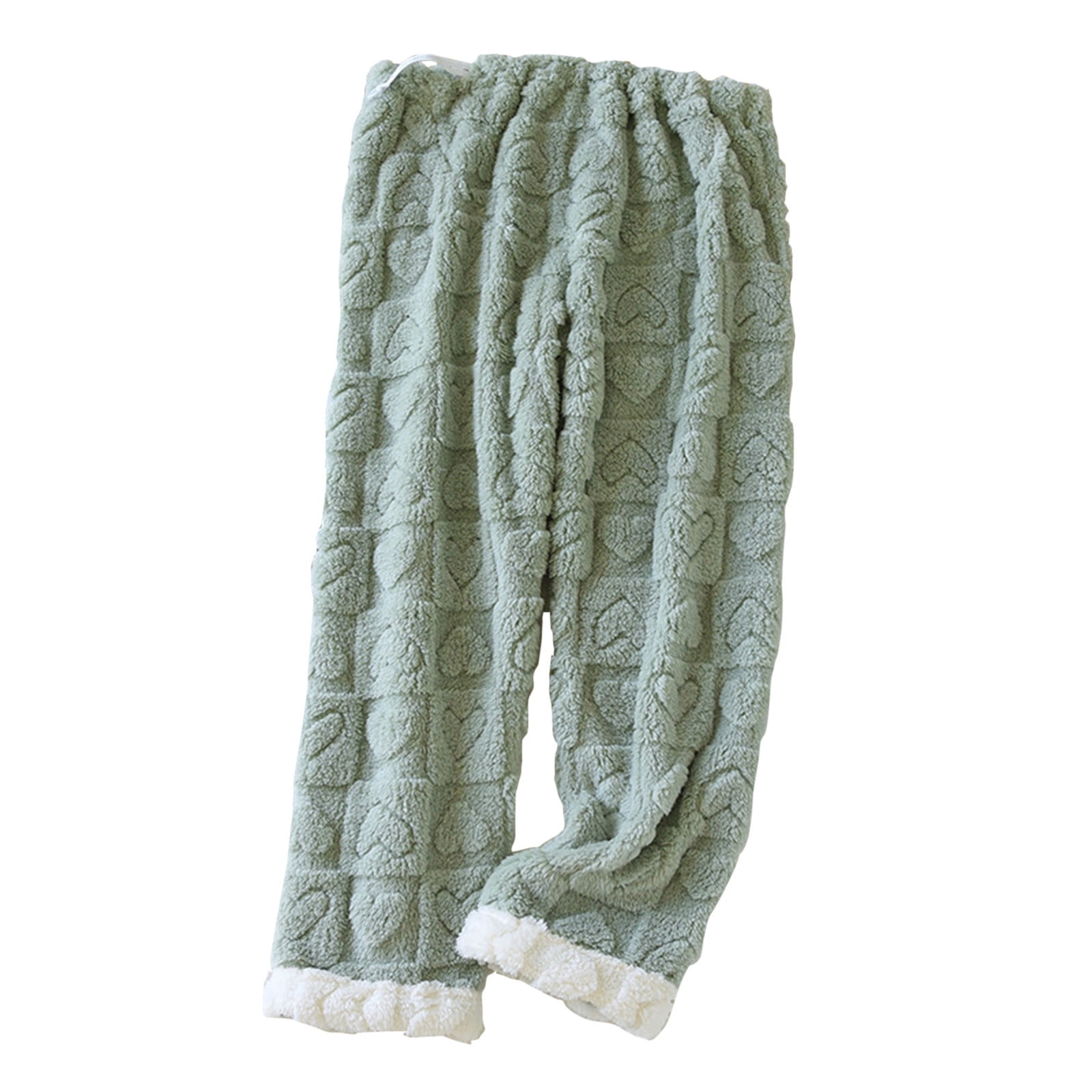 Posijego Winter Trendy Fuzzy Pajama Pants Adjustable High Waist Heart ...