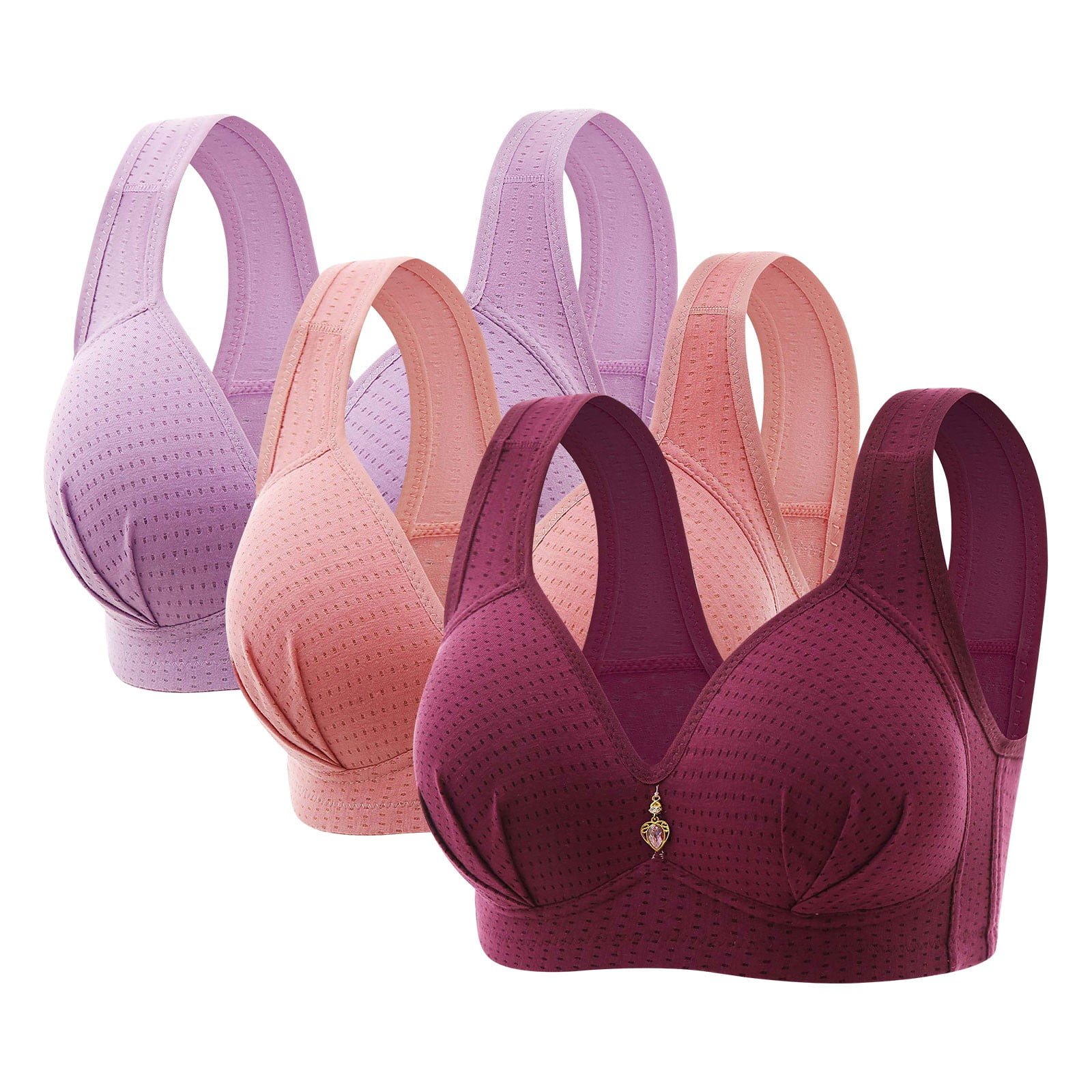 Posijego 3 Pack Women's Cotton Everyday Bras Push up No Underwire ...