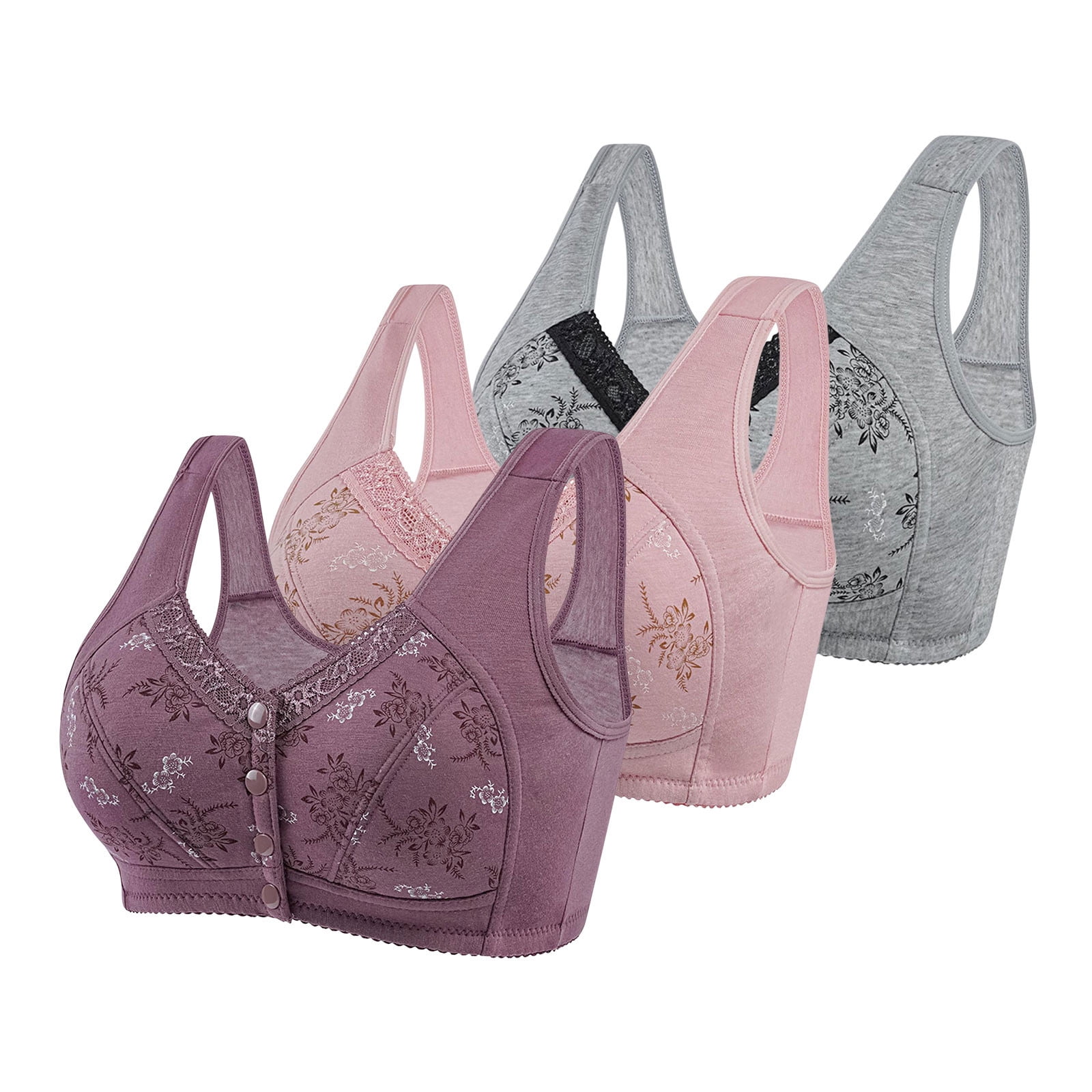 Posijego 3 Pack Womens Front Closure Bra Plus Size Wireless Everyday ...