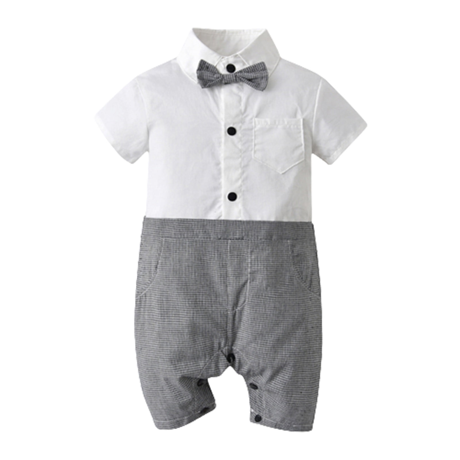 Posijego Baby Boys Gentleman Rompers with Bowtie Summer Short Sleeve ...