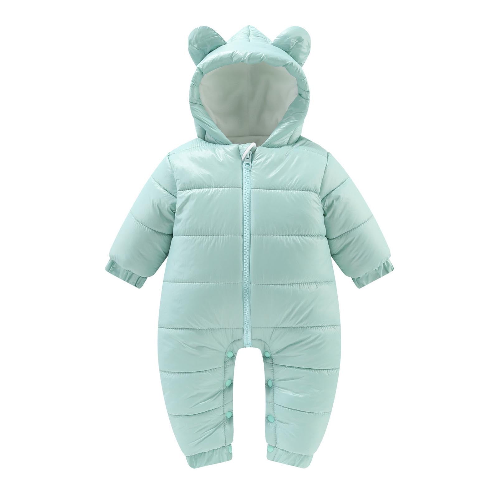Posijego Baby Girl Boy Snowsuit Jumpsuit Cute Toddler Winter Clothes Solid Color Warm Puffer ...