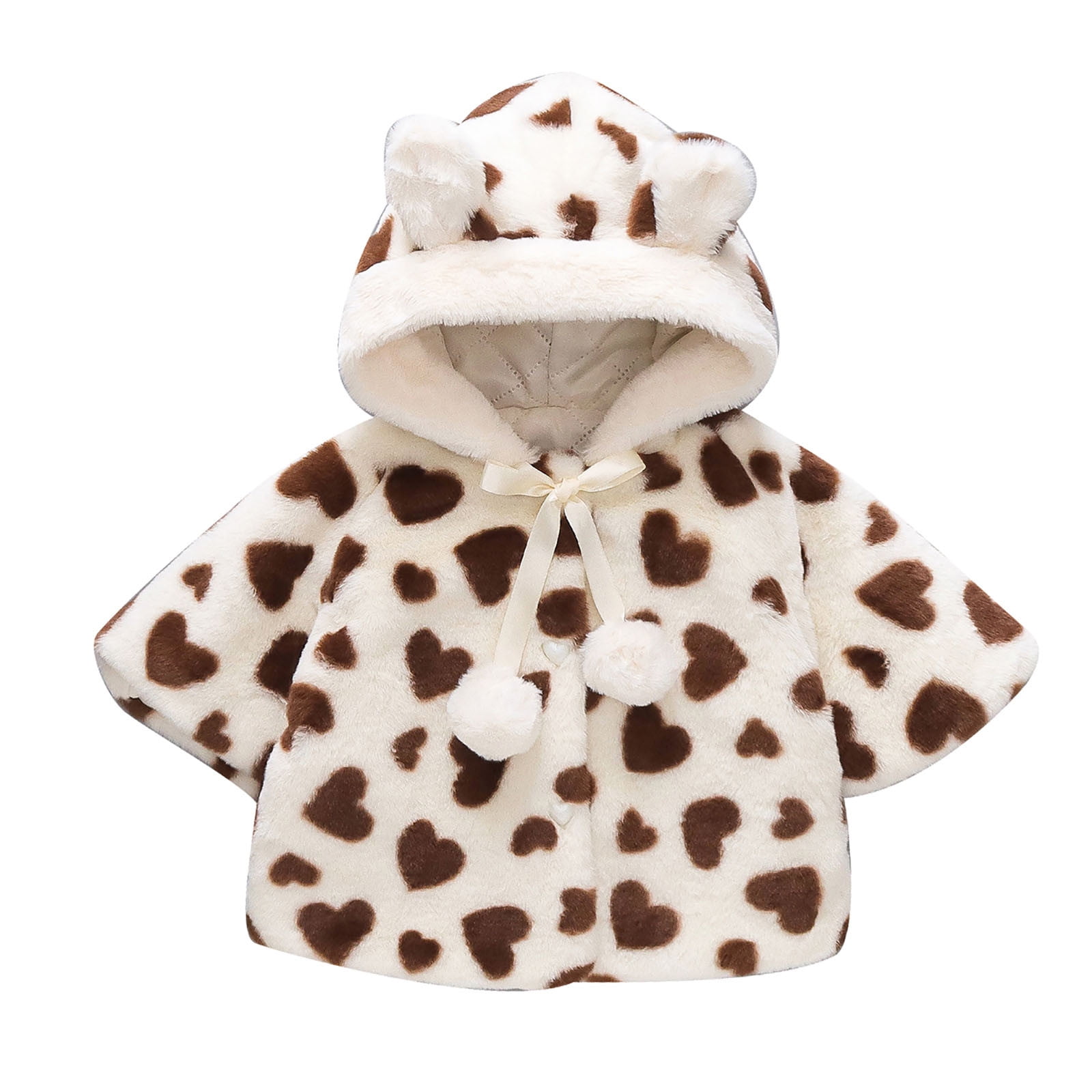 Posijego Baby Girl Winter Fleece Coat Heart Print Toddler Warm Jacket ...