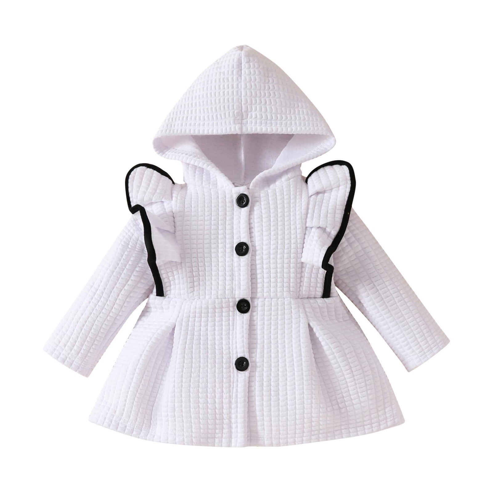 Posijego Baby Toddler Girls Dress Coat Ruffle Long Sleeve Button Trench ...