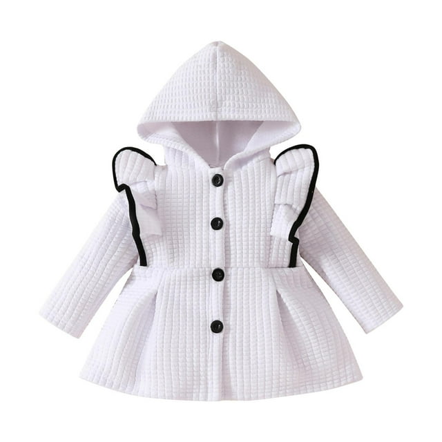 Posijego Baby Toddler Girls Dress Coat Ruffle Long Sleeve Button Trench ...