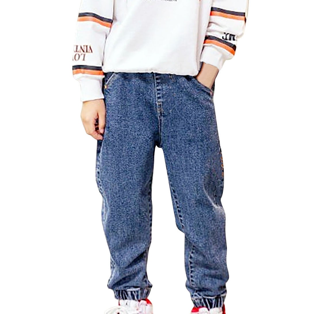 Posijego Boys Jeans High Waisted Casual Denim Pants Teen Boys Fashion ...