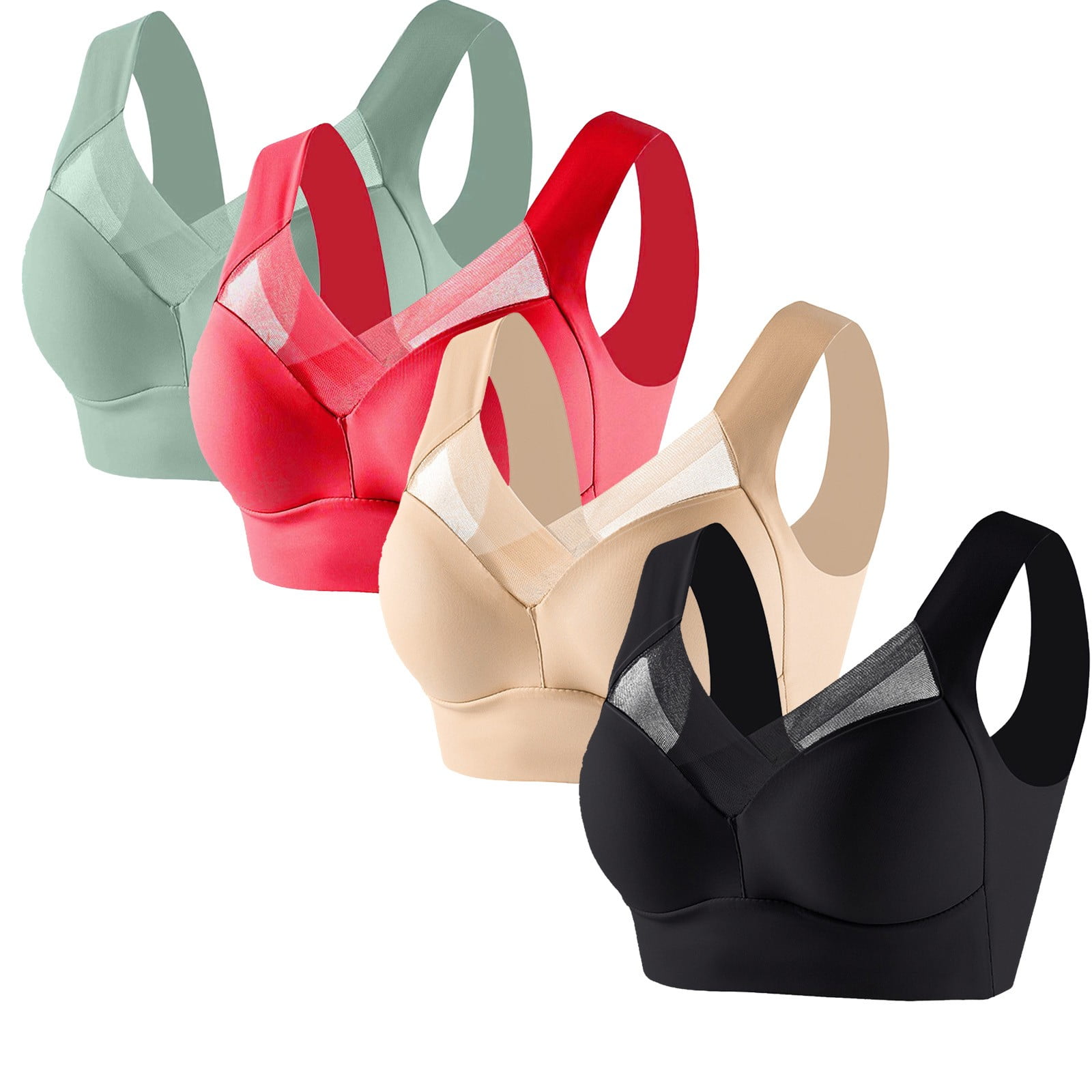 Posijego Bra for Women 4 Pack Full Coverage Everyday Bra Wireless No ...