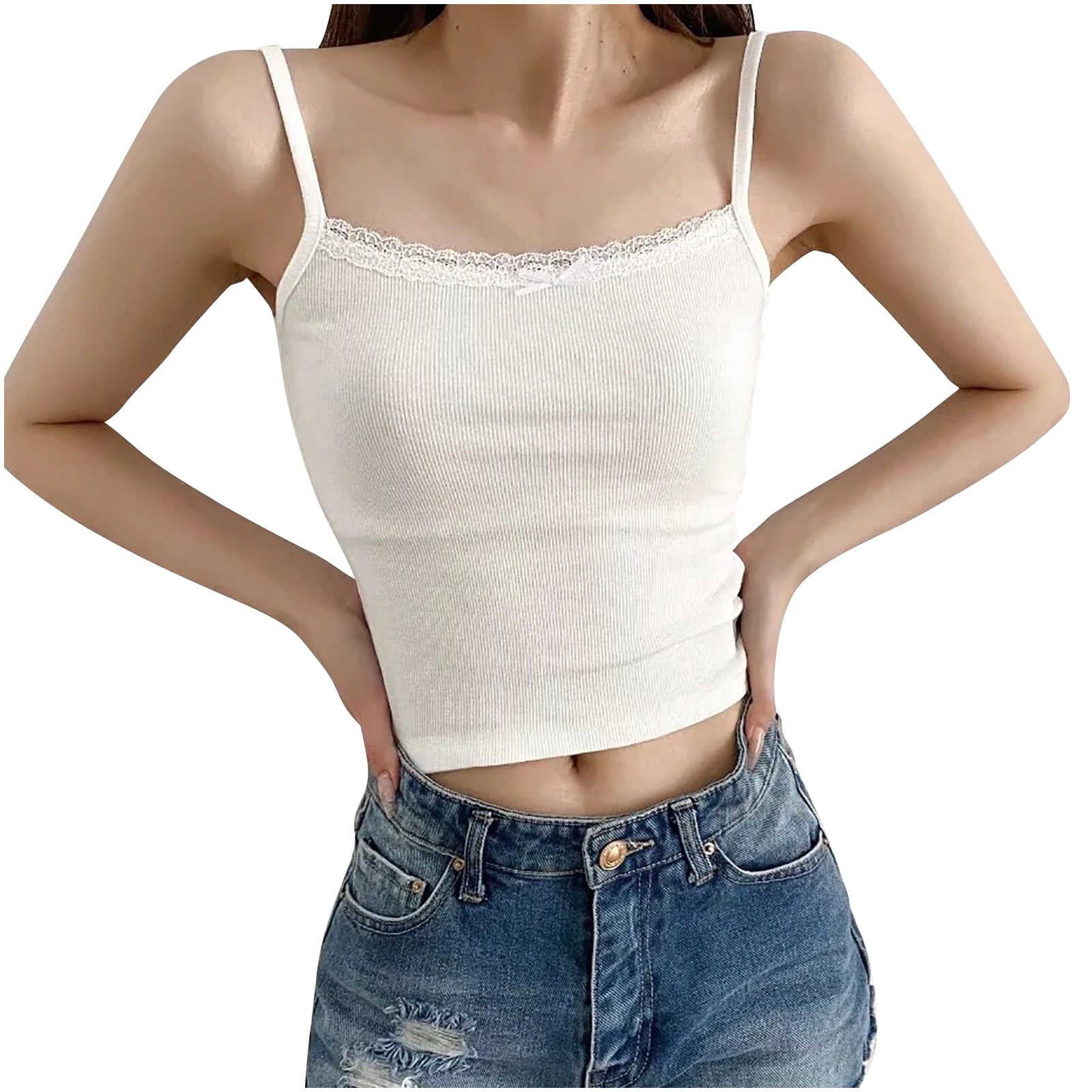 Posijego Camisole Tank Top For Women Square Neck Sleeveless Crop Tank
