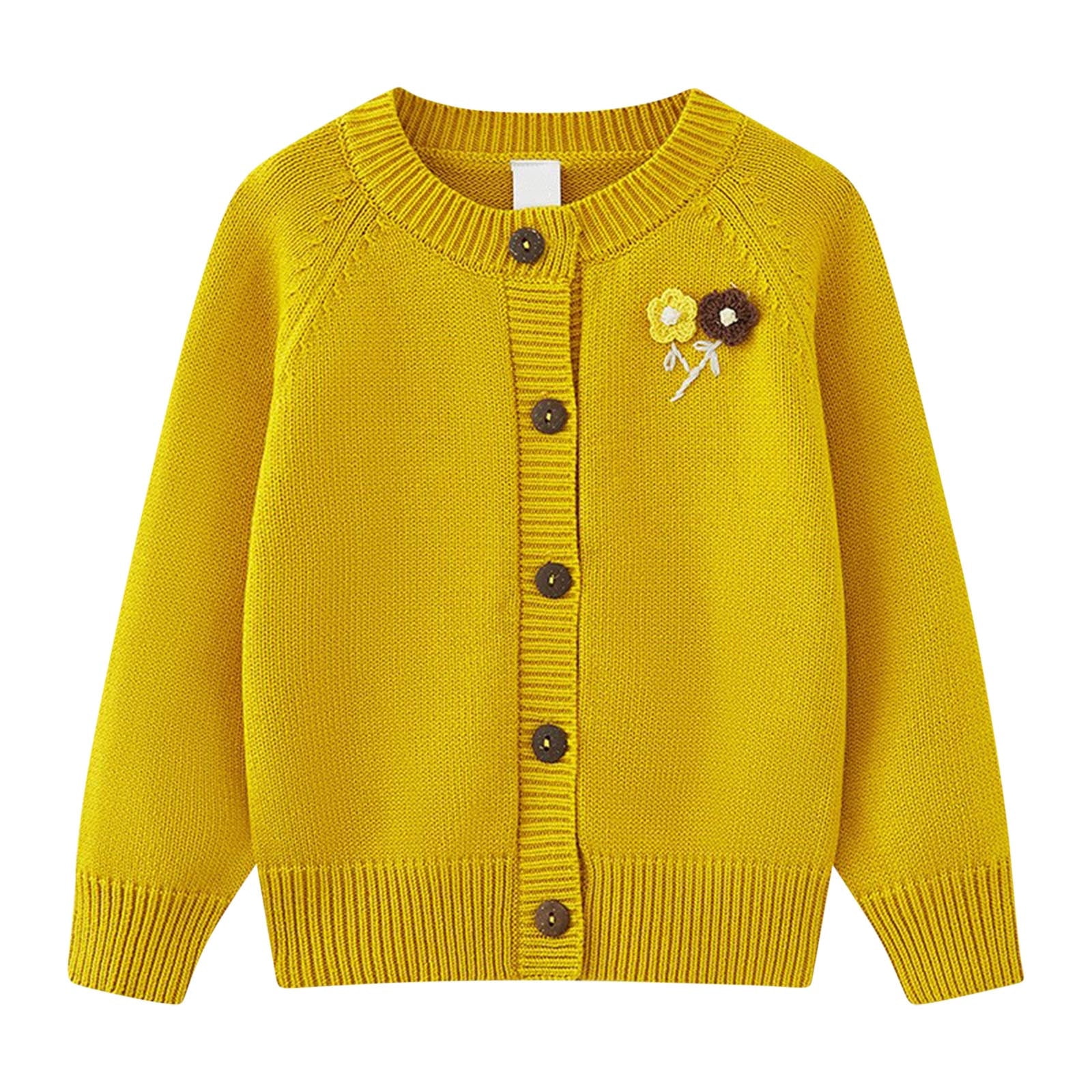 Posijego Cardigans for Girls Embroidery Flower Knit Open Front Sweater ...