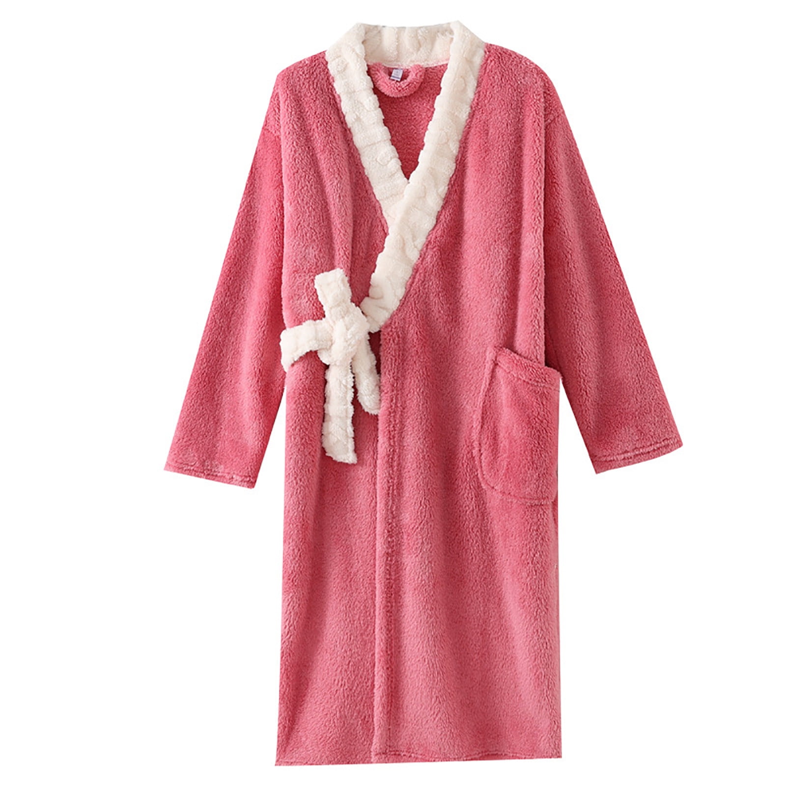 Posijego Fleece Robe for Women Winter Warm Long Bathrobe with Pockets ...