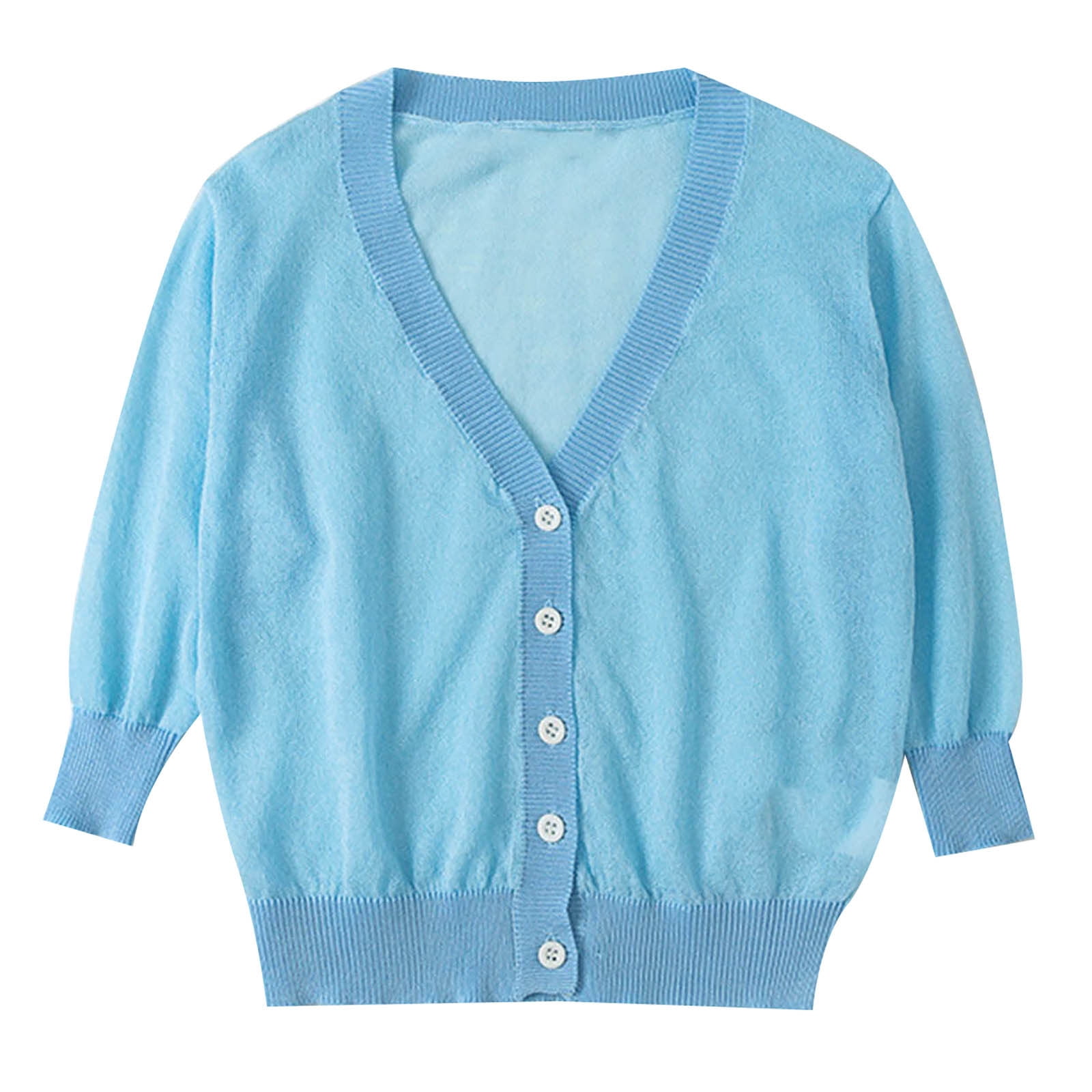 Posijego Girls Button Up Long Sleeve Cardigan Sweater Kids Casual V ...