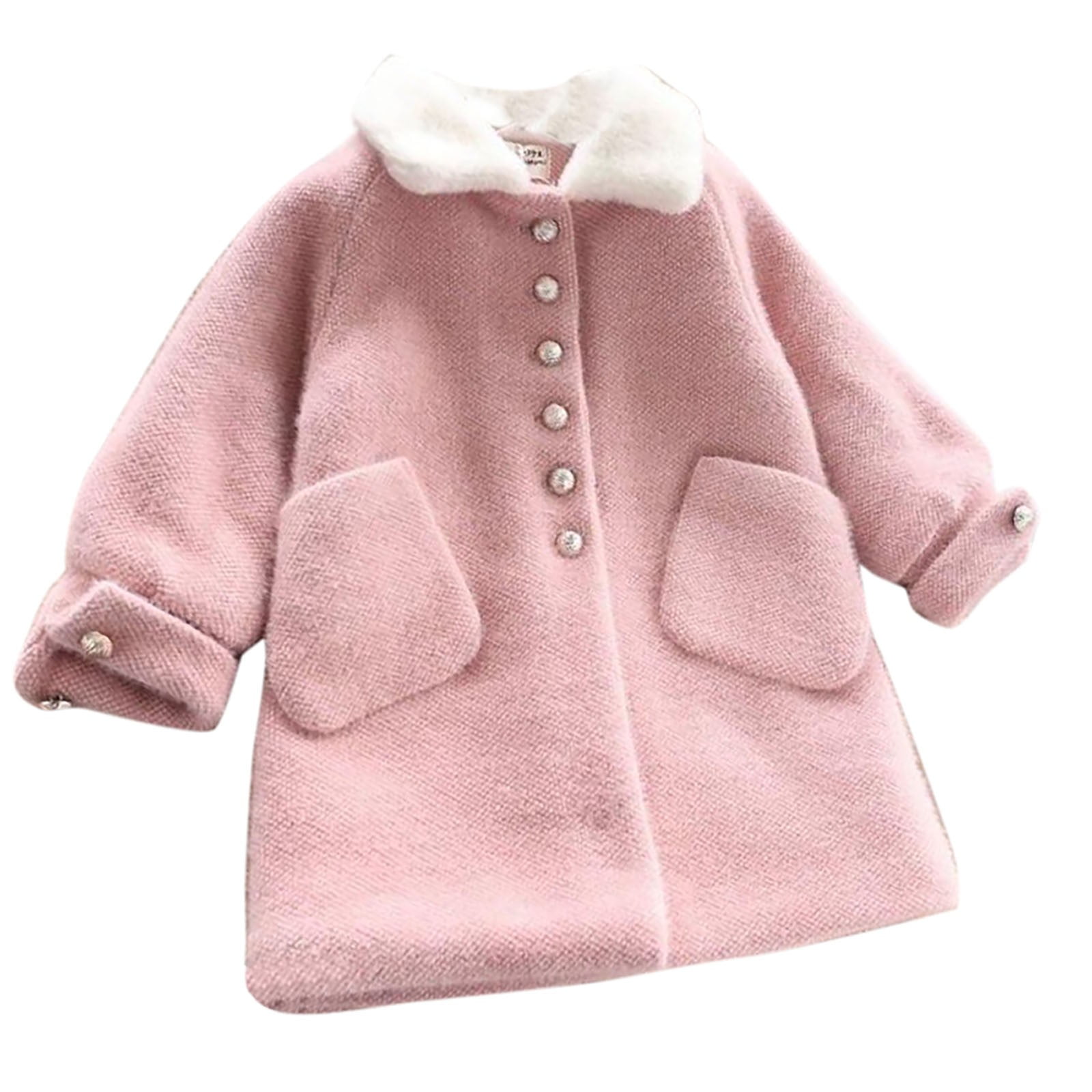 Posijego Girls Dress Coat Little Girl Lapel Long Sleeve Button Jackets ...