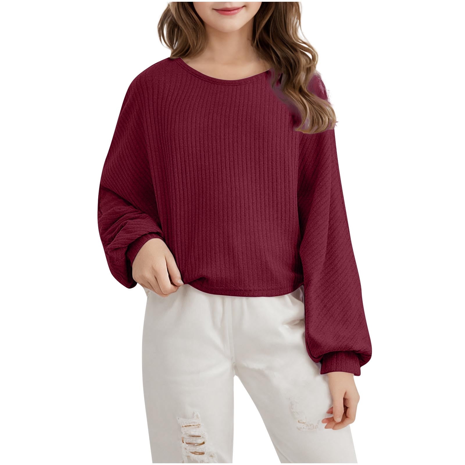 Posijego Girls Long Sleeve Shirts Spring Crop Tops for Little Girls ...