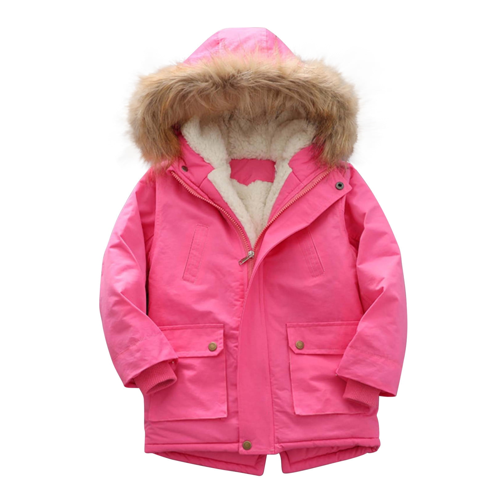 Posijego Girls Winter Coat Snow Warm Hooded Padded Jacket Sherpa Lined ...