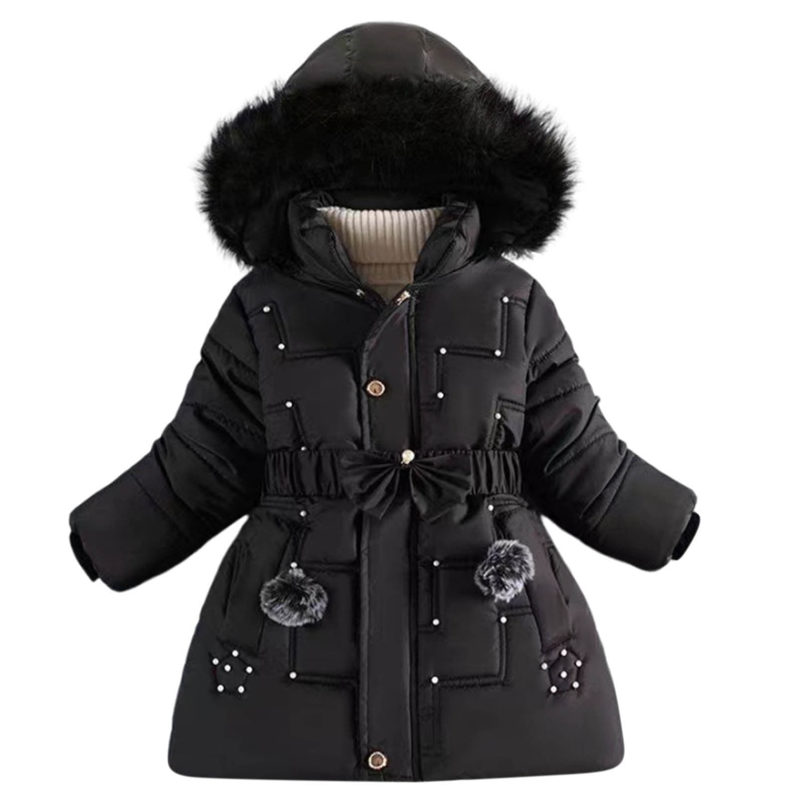 Posijego Girls Winter Fleece Coats Lined Warm Long Puffer Jackets Kids ...