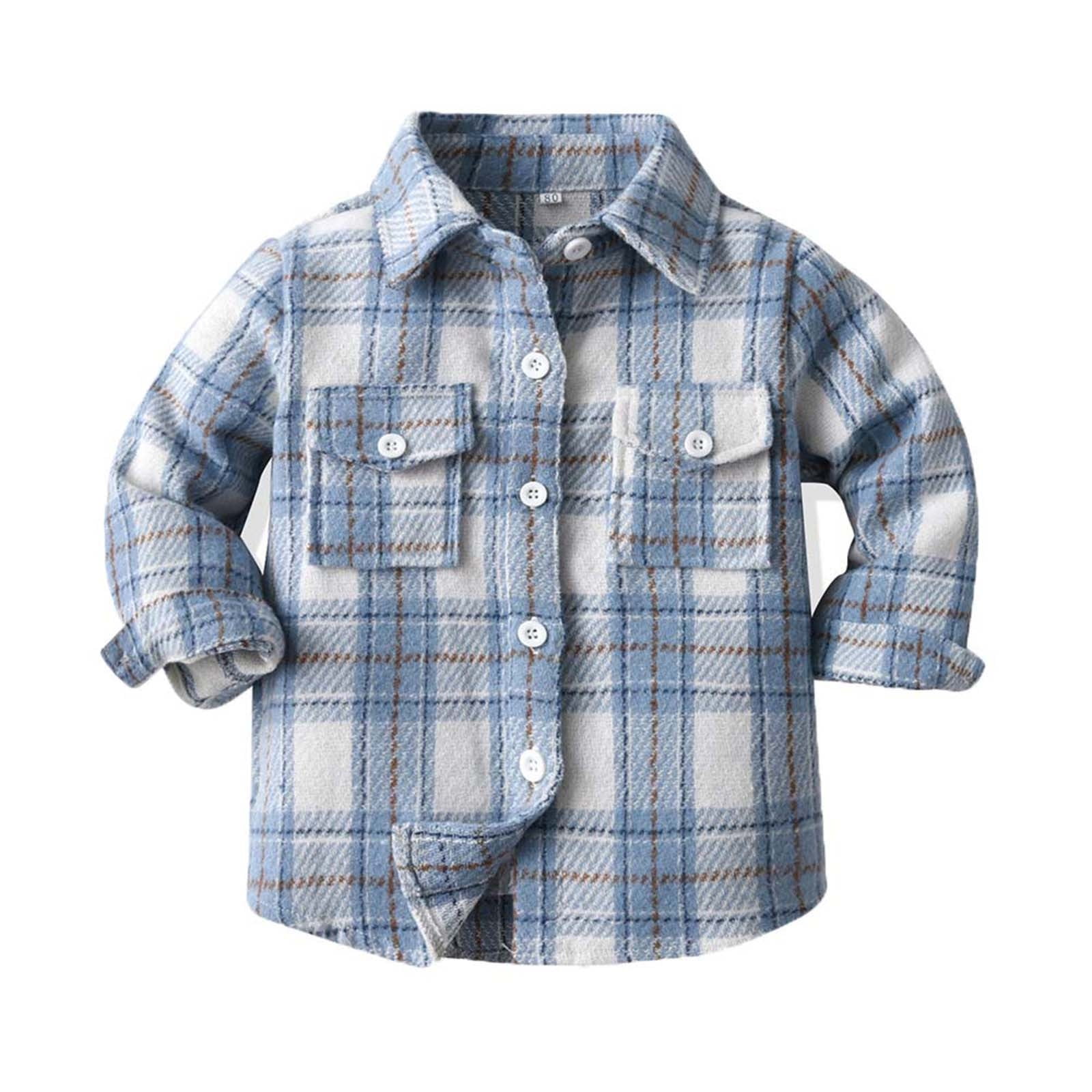 Posijego Kids Toddler Plaid Shirt Jacket Long Sleeve Button Down Lapel ...