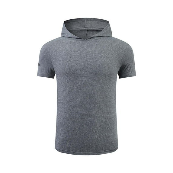 Posijego Men's Athletic Hoodies Short Sleeve Quick-Dry Shirts Hooded ...