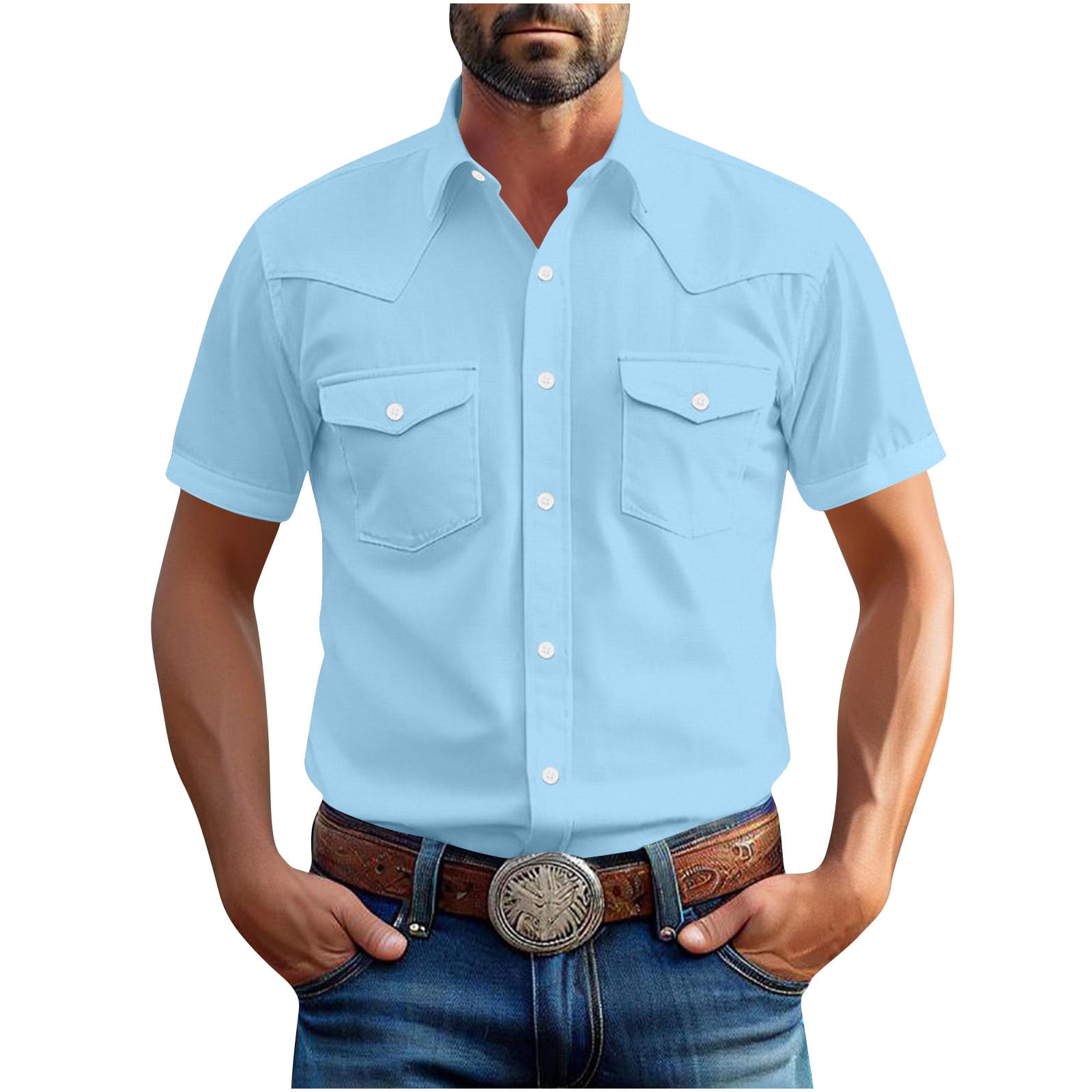 Posijego Men's Casual Button down Shirts with Pockets Business Office ...