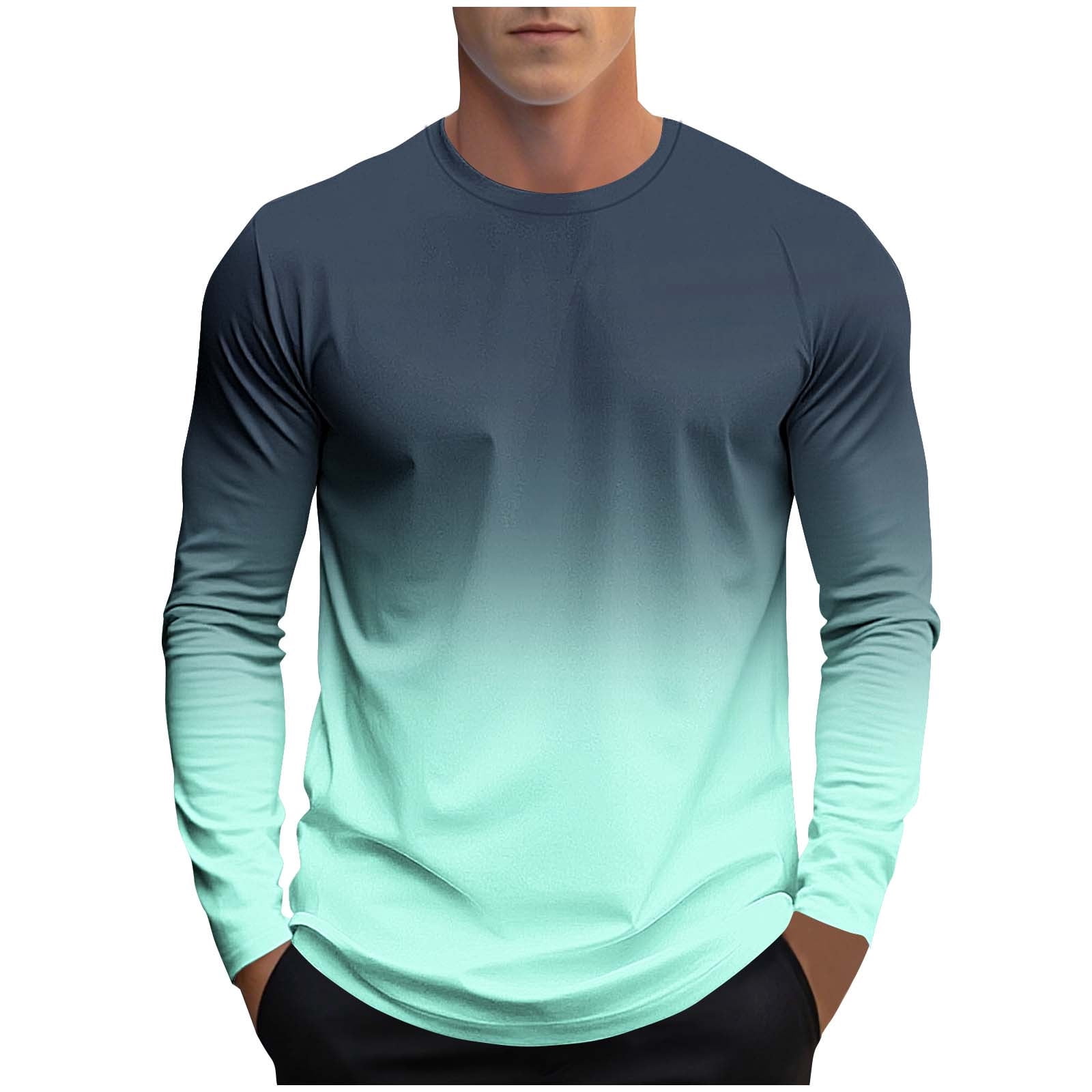 Posijego Mens Casual T-Shirts Loose Basic Long Sleeve Shirt Stretch ...