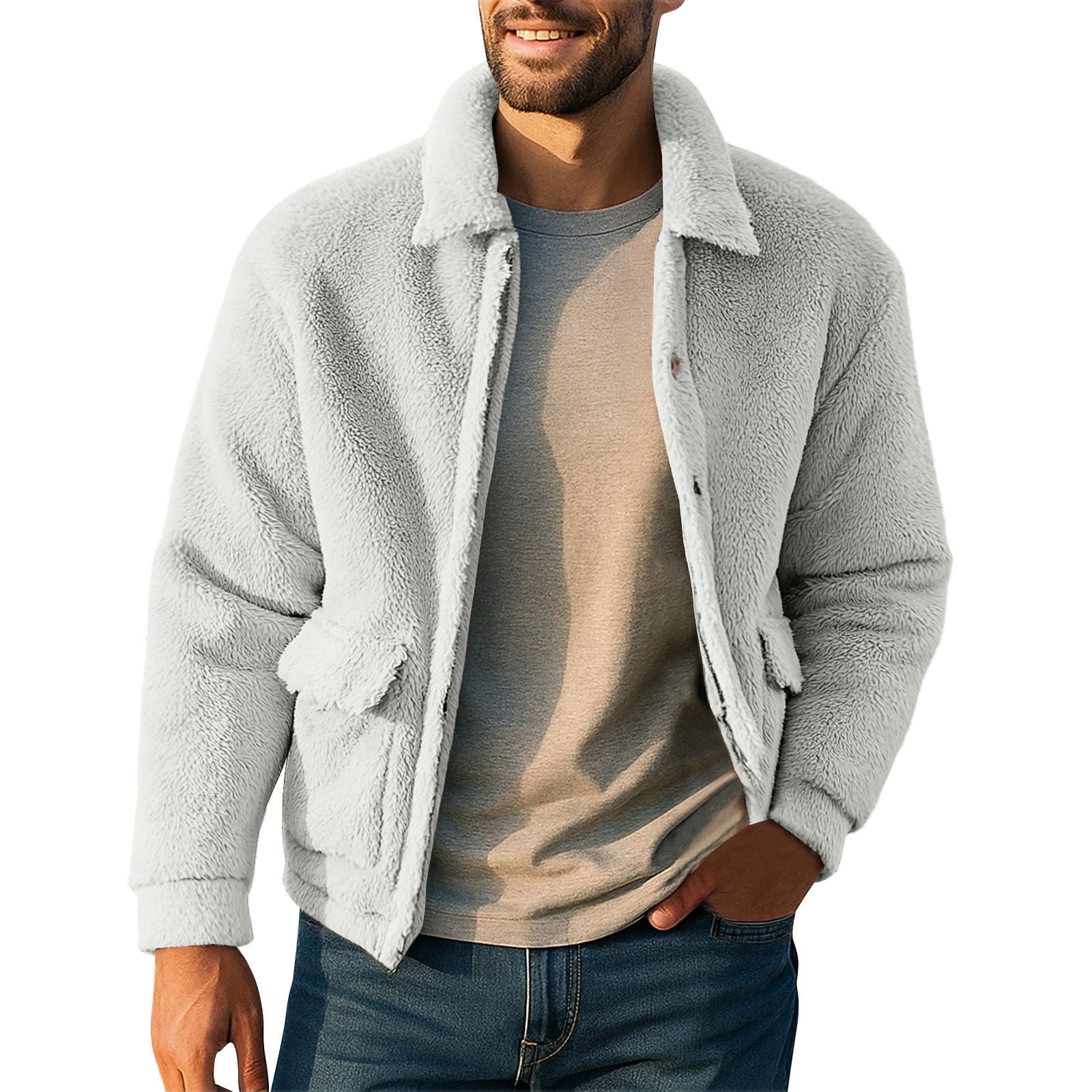 Posijego Mens Fleece Jackets Fall Winter Warm Coat Long Sleeve Zip up ...