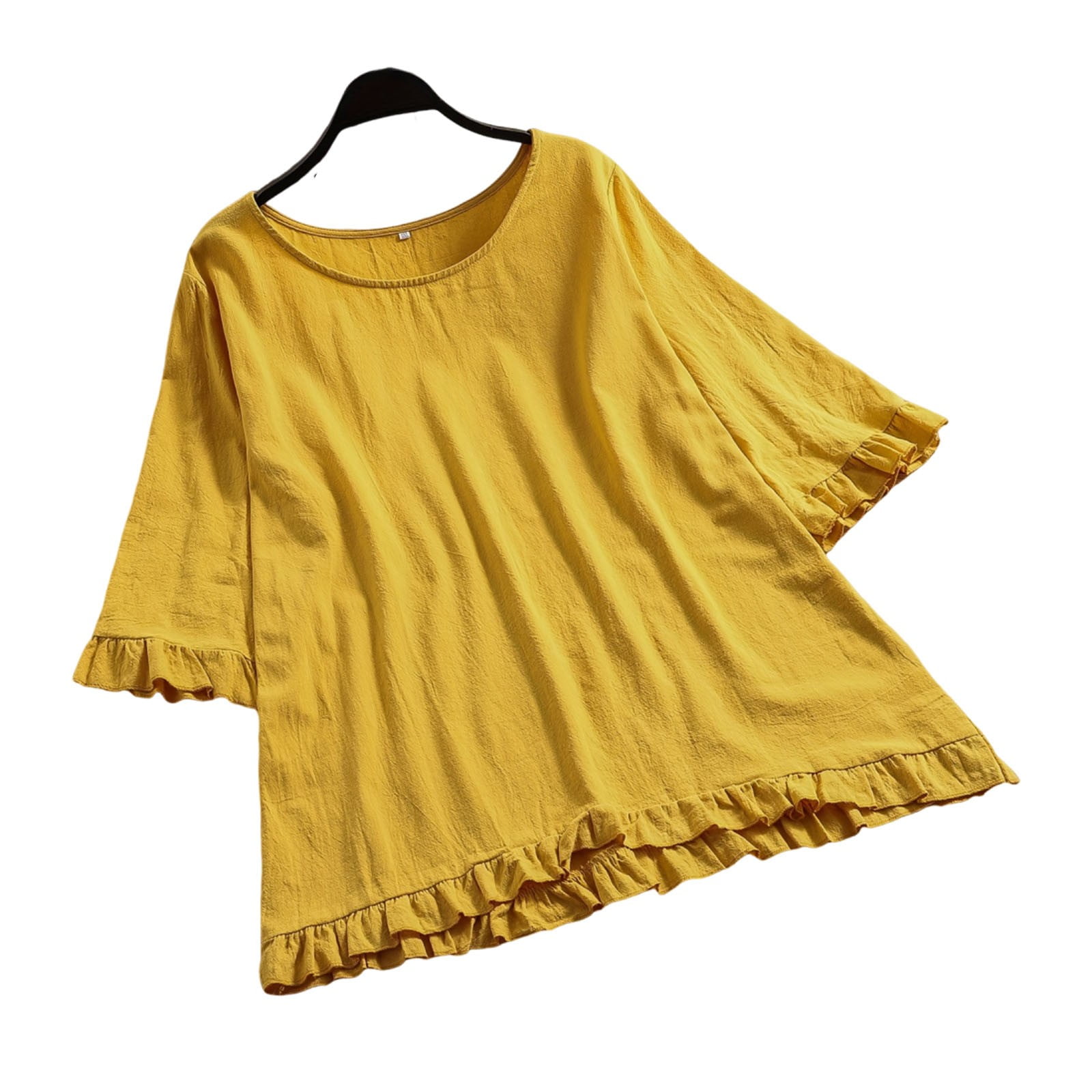 Posijego Plus Size Shirts for Women Ruffle Short Sleeve Crew Neck ...
