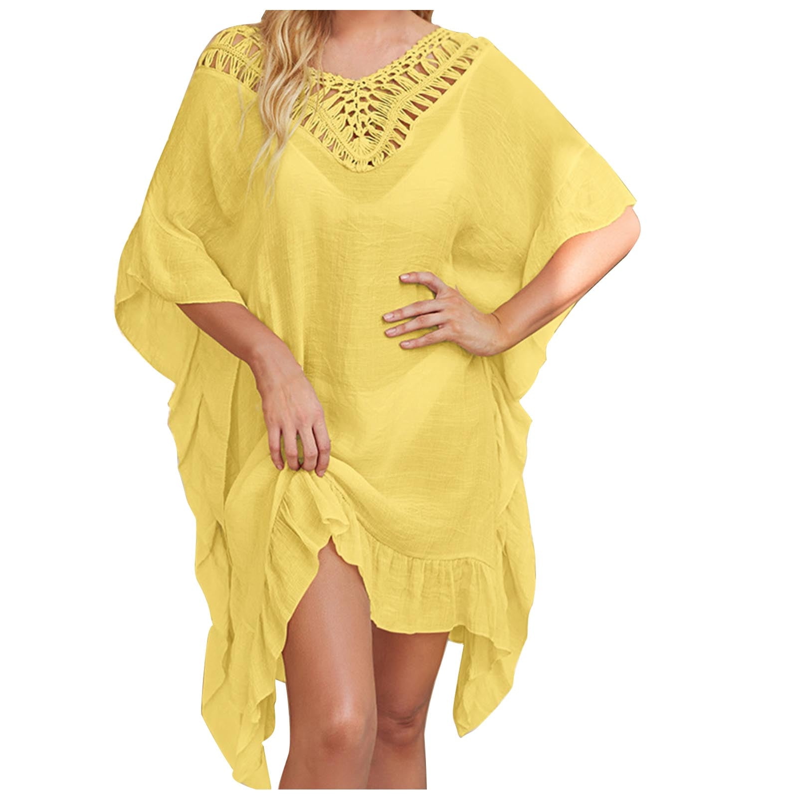 Posijego Swimsuit Coverup for Women Swim Cover Ups Dress V Neck Bathing ...